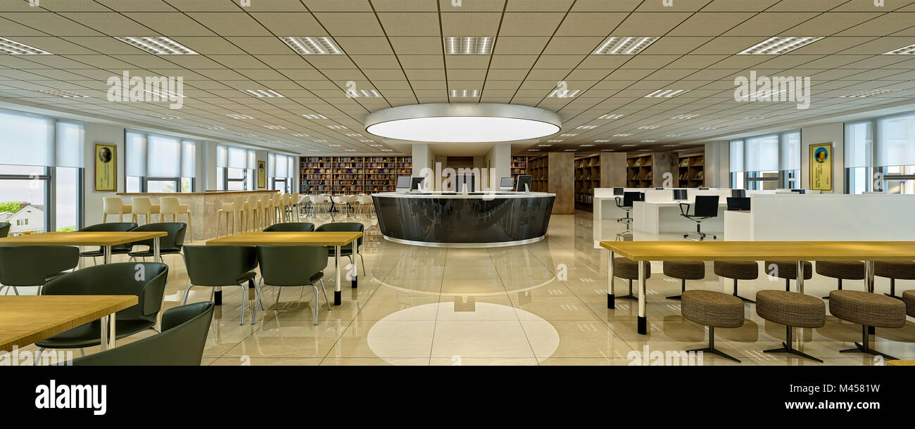 Modern book library room hi-res stock photography and images - Alamy