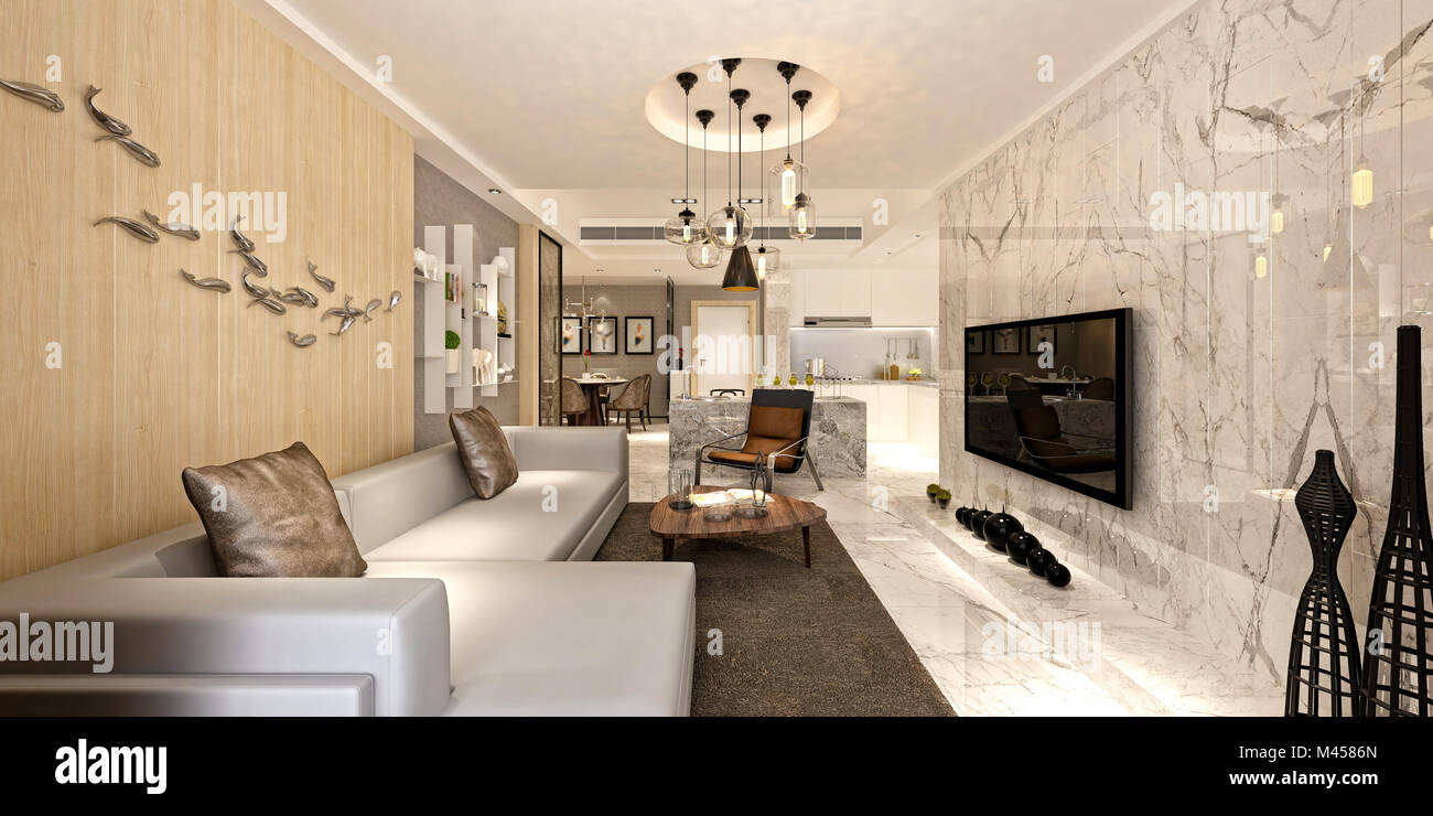 3D RENDER OF LIVING ROOM INTEROIR DESIGN Stock Photo - Alamy