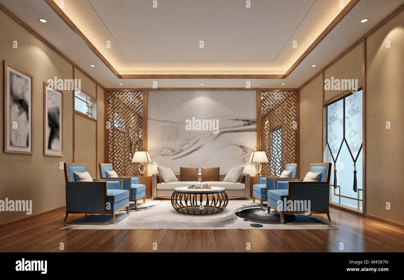 3D RENDER OF LIVING ROOM INTEROIR DESIGN Stock Photo - Alamy