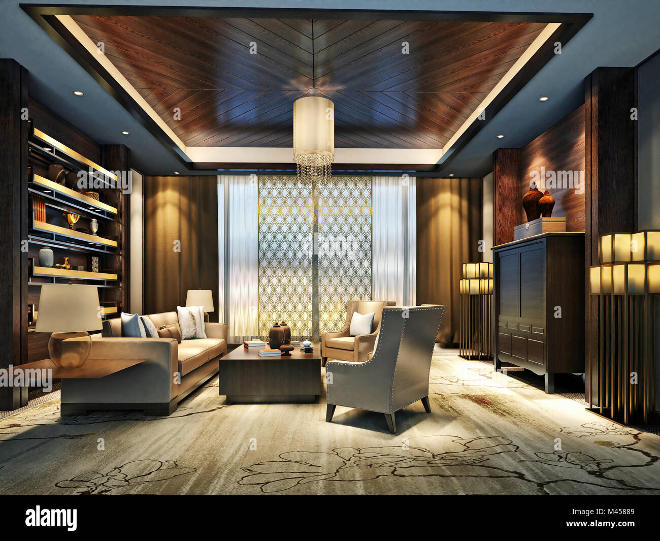 3D RENDER OF LIVING ROOM INTEROIR DESIGN Stock Photo - Alamy