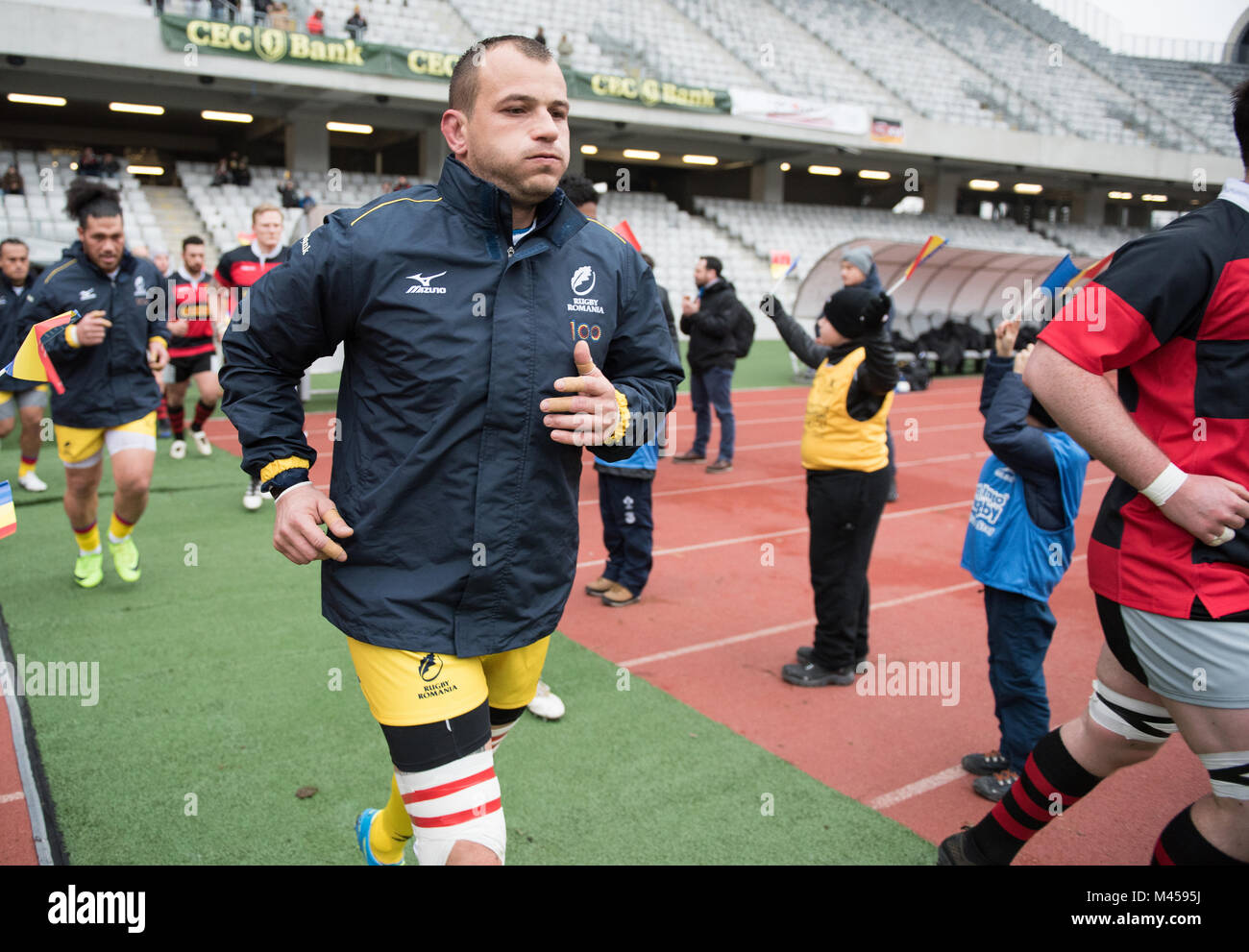 CLUJ NAPOCA, ROMANIA - FEBRUARY 10: The National Rugby Team of Romania ...