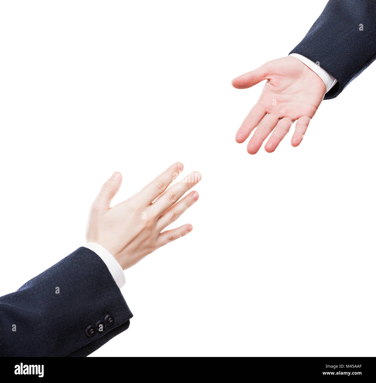 Businessman giving hand to business team partner Stock Photo - Alamy