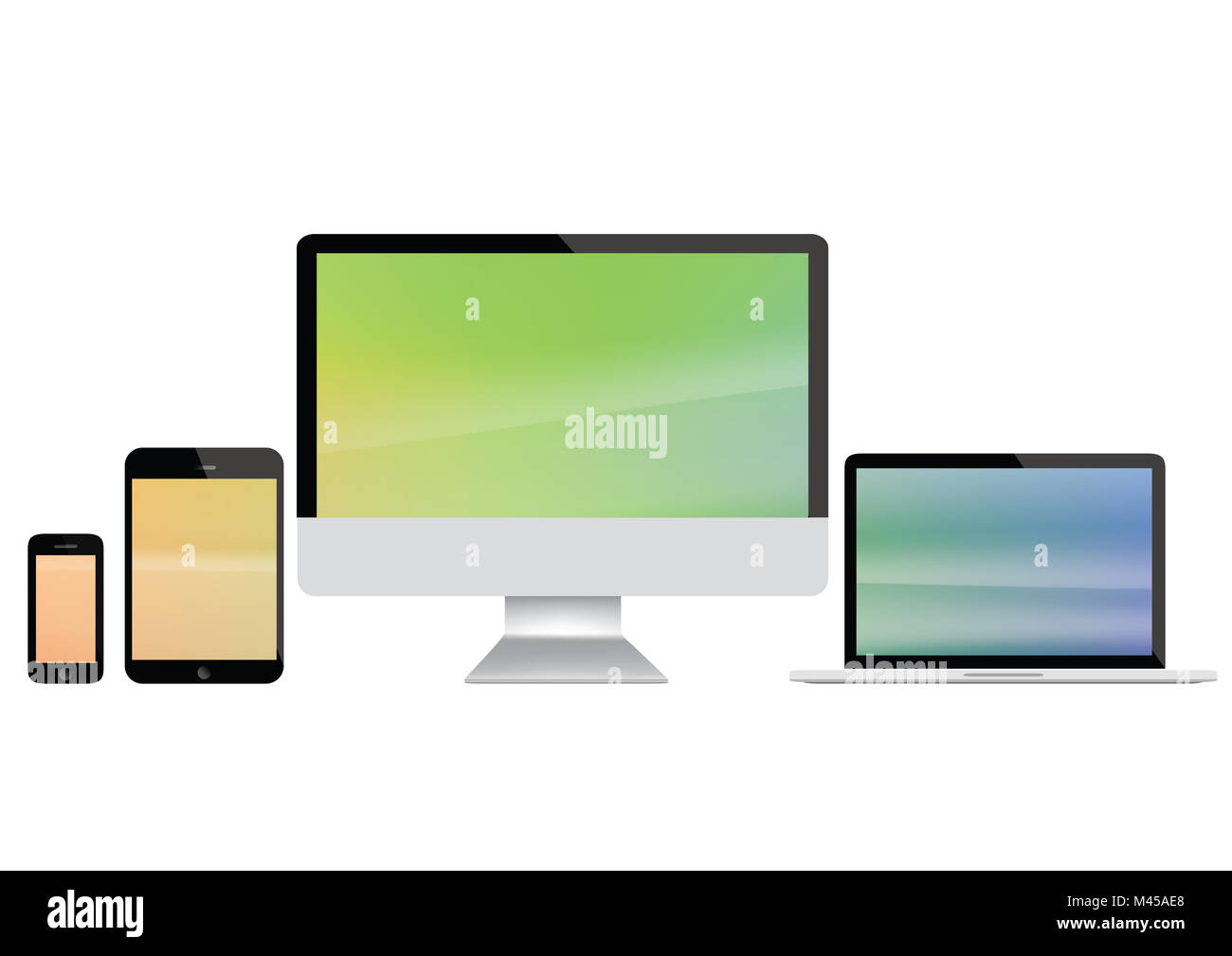 Computer screen, laptop, tablet and smartphone vector Stock Photo - Alamy