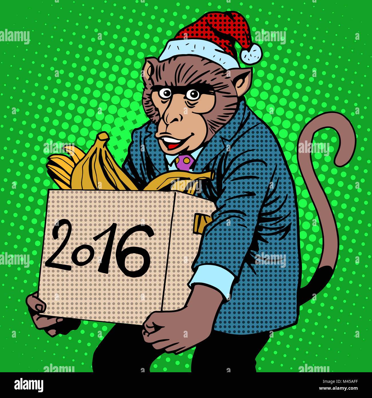 Monkey Santa Claus symbol new year 2016 Stock Photo - Alamy