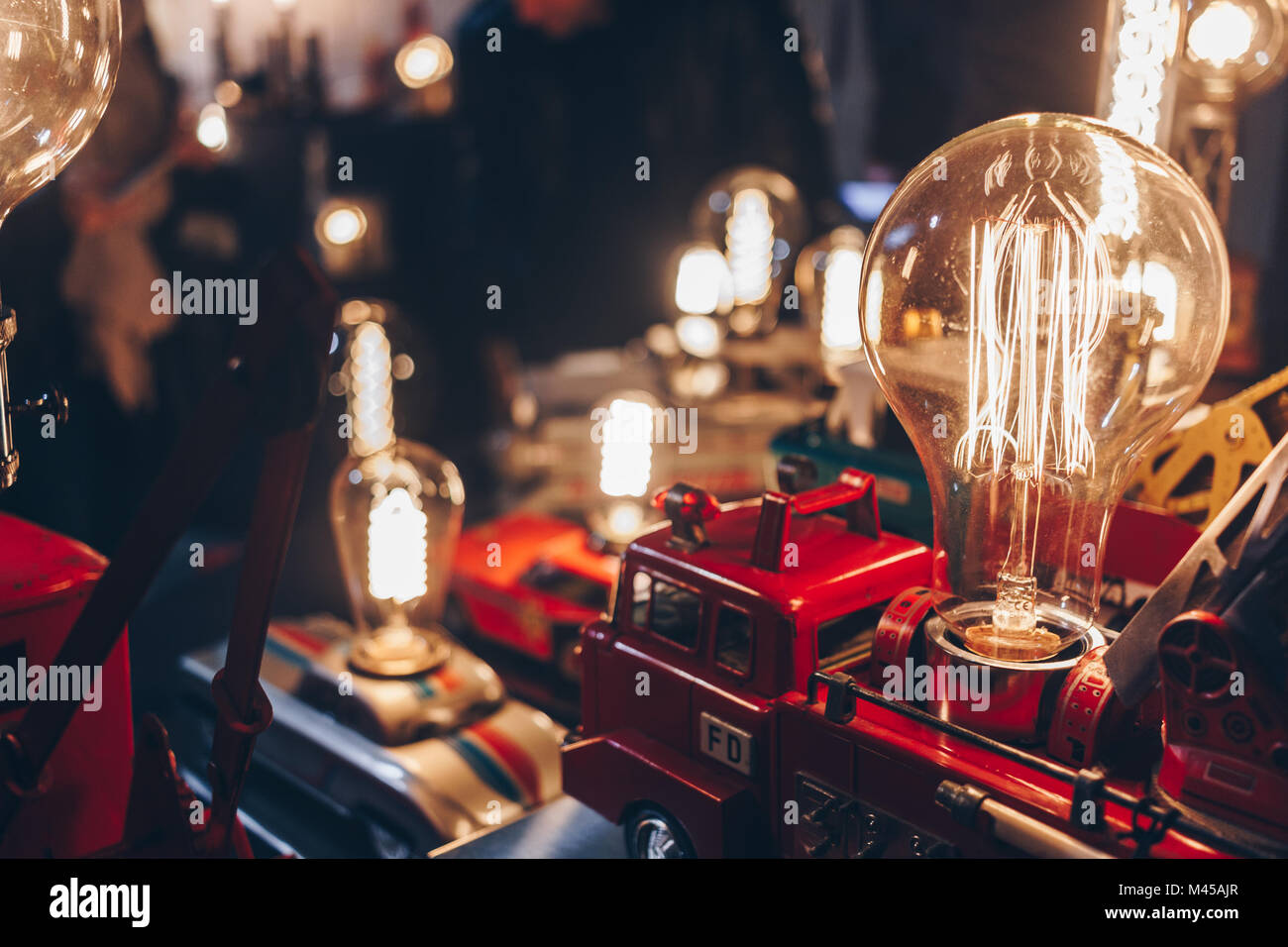 DIY Ideas For Recycling Old Light Bulbs using old handmade toys Stock ...