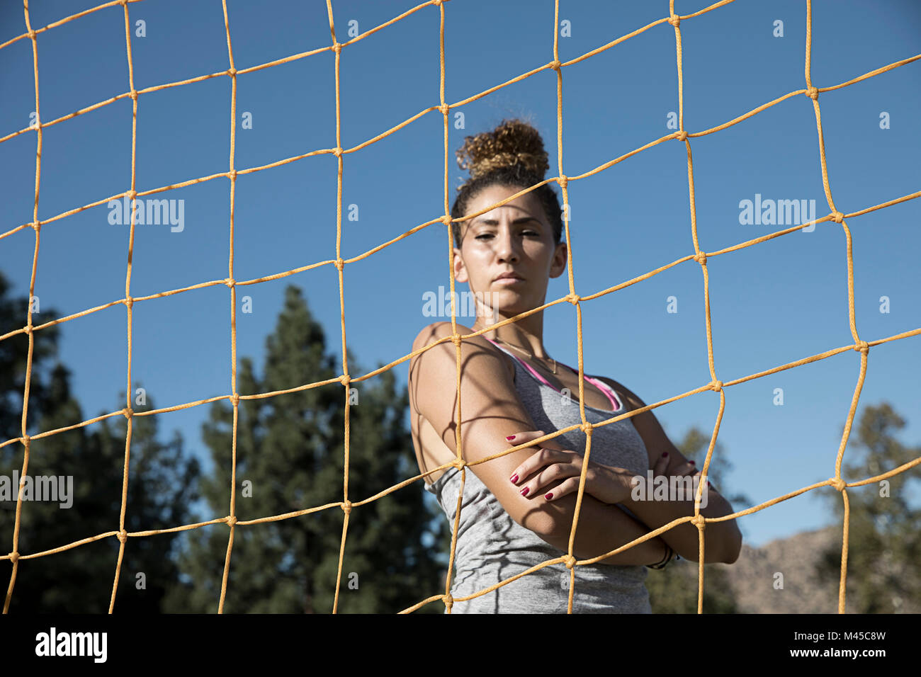 Goal net football behind hi-res stock photography and images - Alamy
