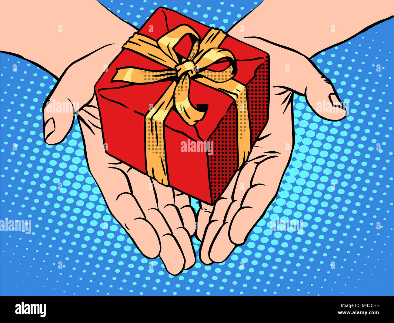 Male hands heart shape gift box Stock Photo - Alamy