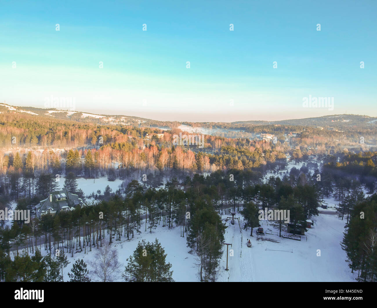 Aerial view at Divcibare, Serbia at winter time Stock Photo - Alamy