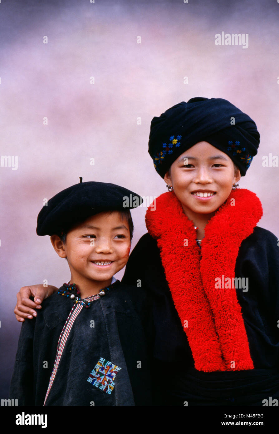 Laos. Luang Namtha (near Muang Sing). Yao hill tribe (Mien tribe). Boy ...