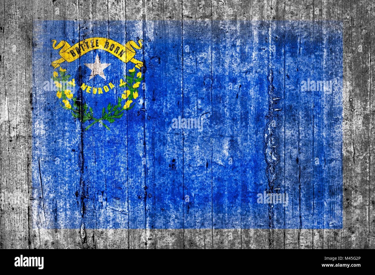 Nevada US state flag painted on concrete flag Stock Photo - Alamy