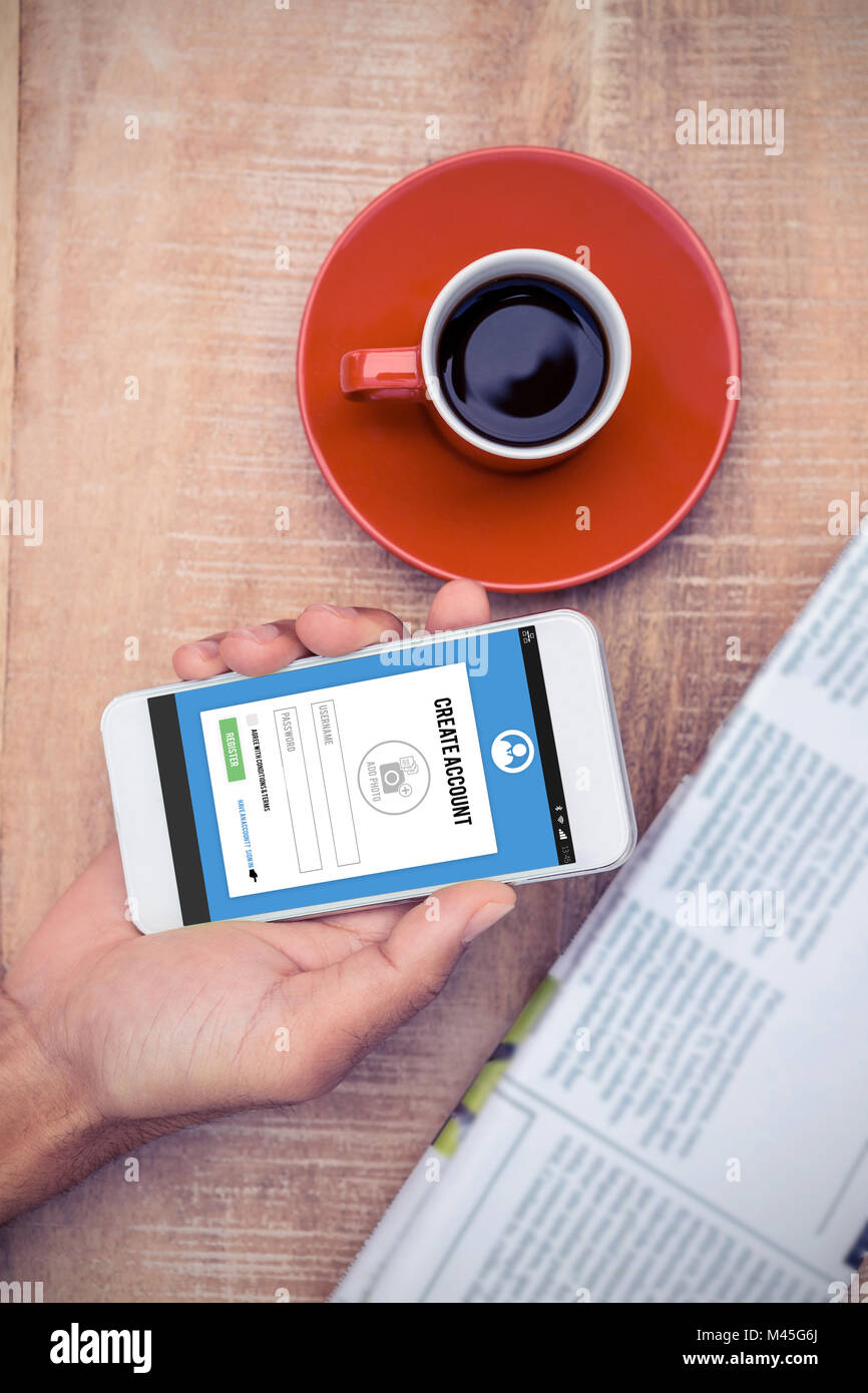 Composite image of telephone register application Stock Photo - Alamy