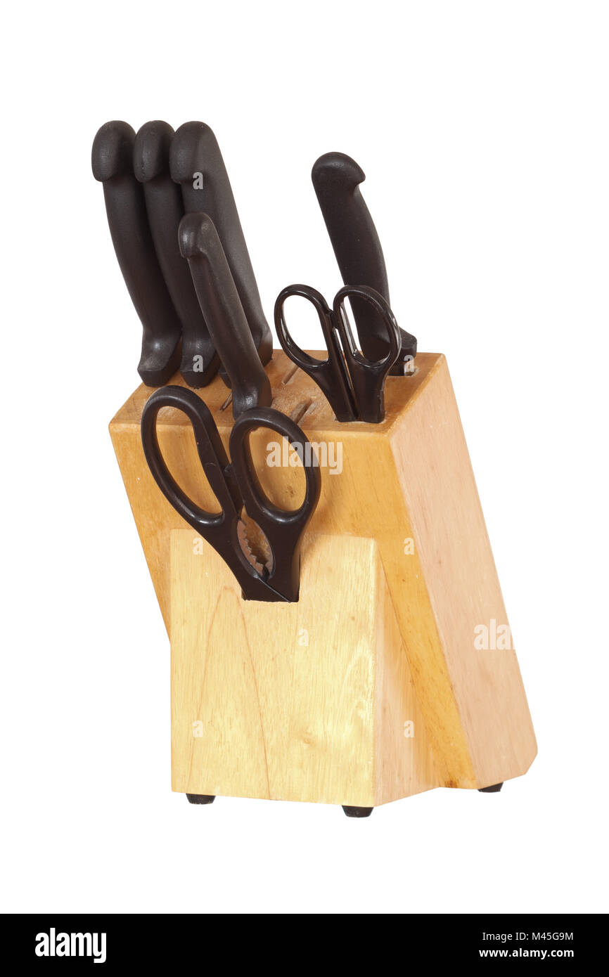 Knife block on kitchen Cut Out Stock Images & Pictures - Alamy
