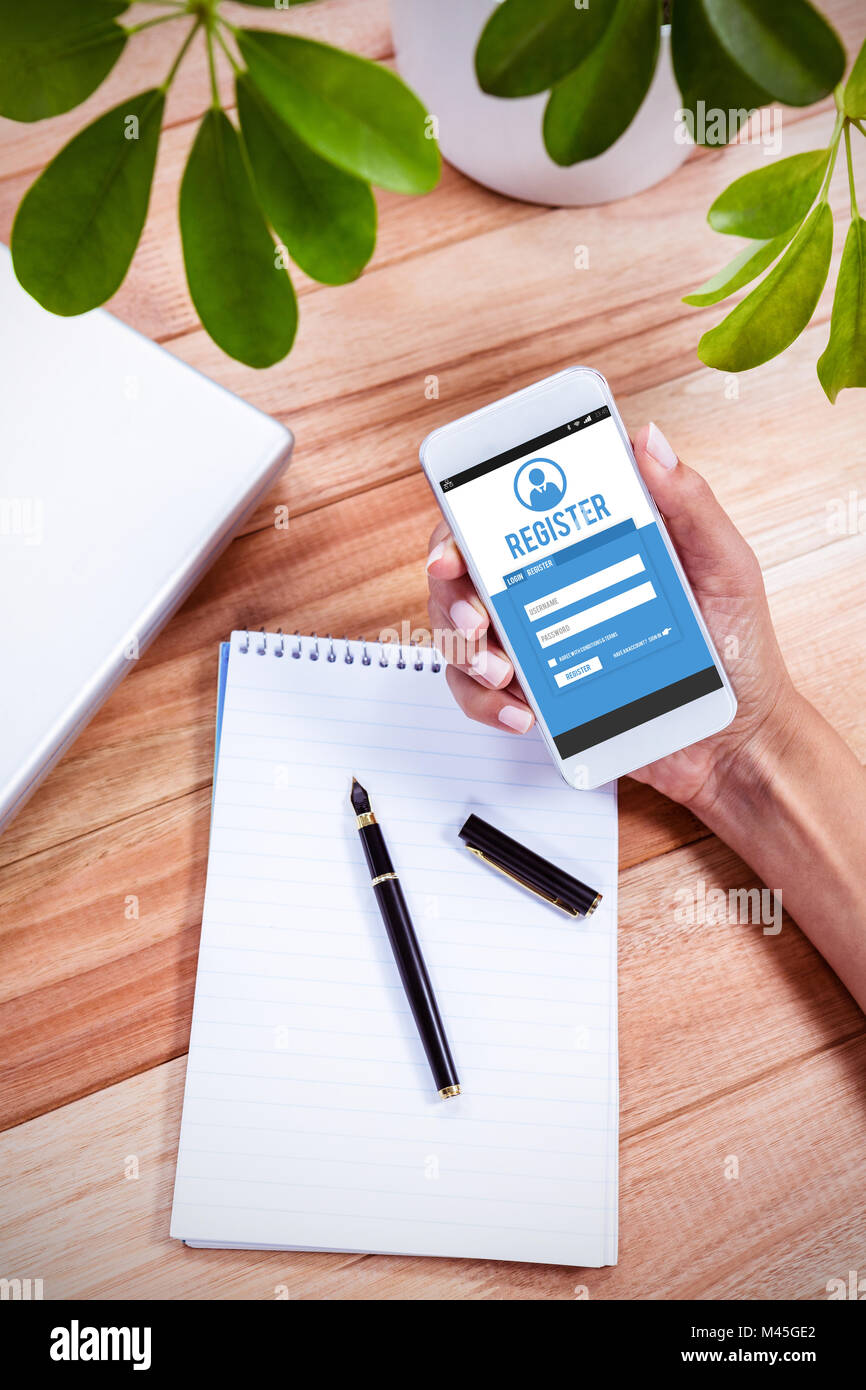 Composite image of telephone register application Stock Photo - Alamy