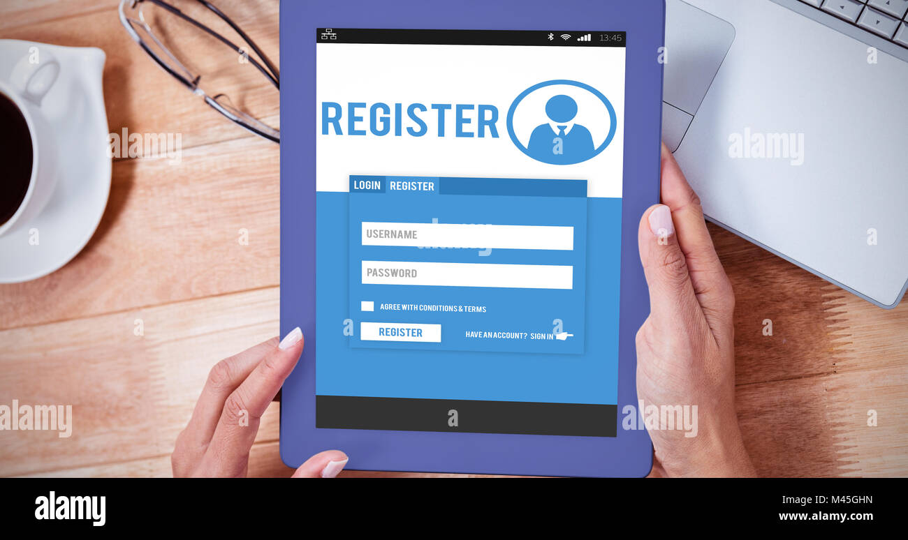 Composite image of telephone register application Stock Photo - Alamy