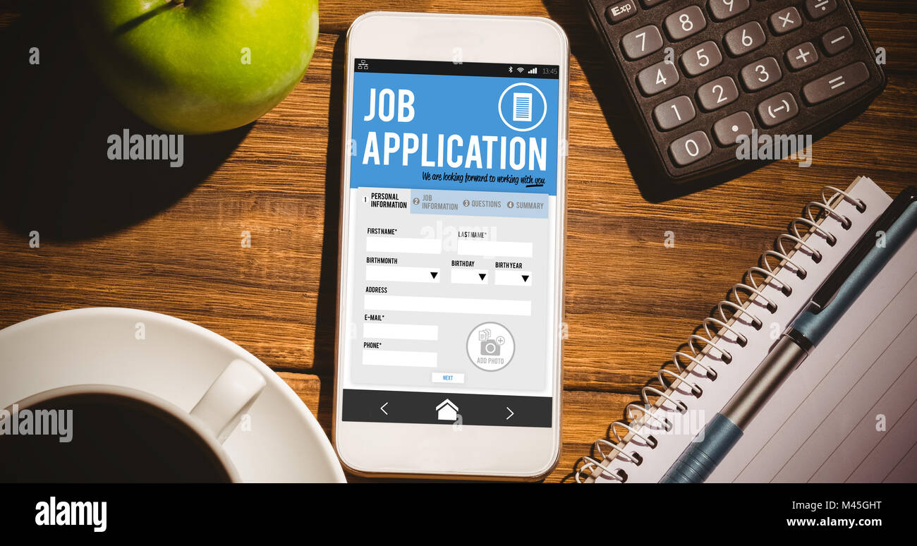 Composite image of job application on smartphone Stock Photo - Alamy