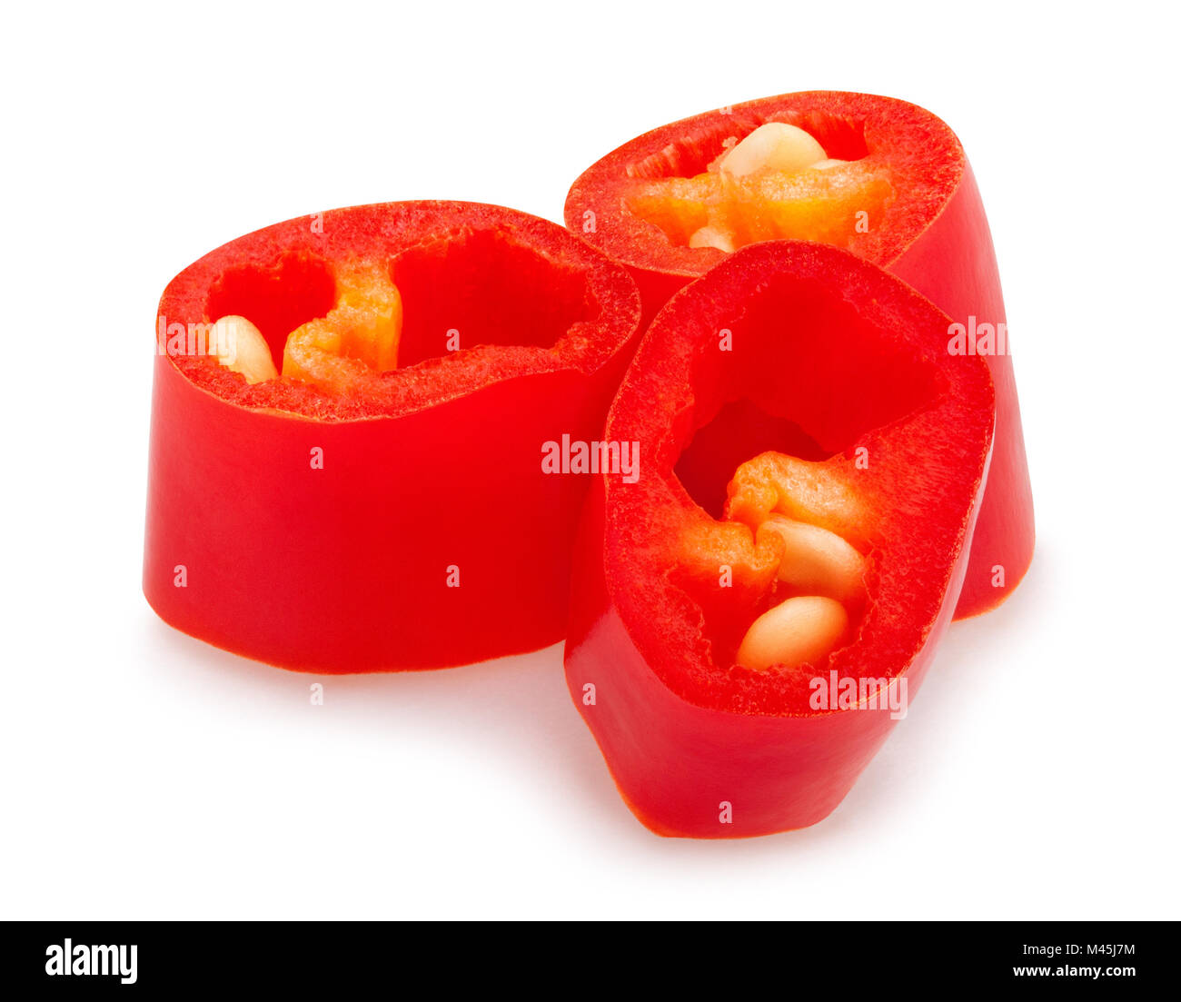 sliced chili pepper path isolated Stock Photo - Alamy