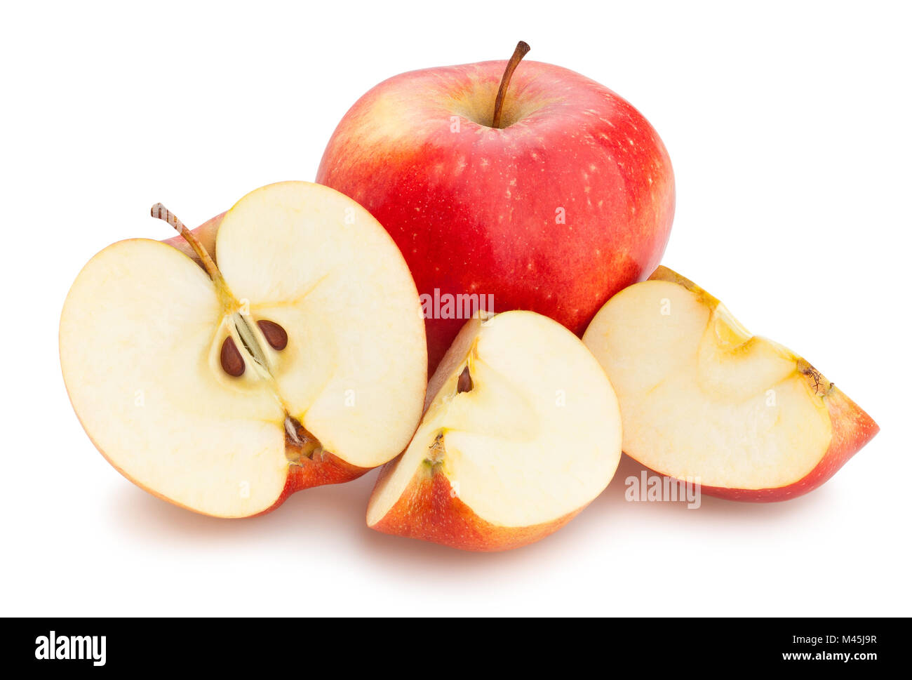 sliced red apples path isolated Stock Photo - Alamy