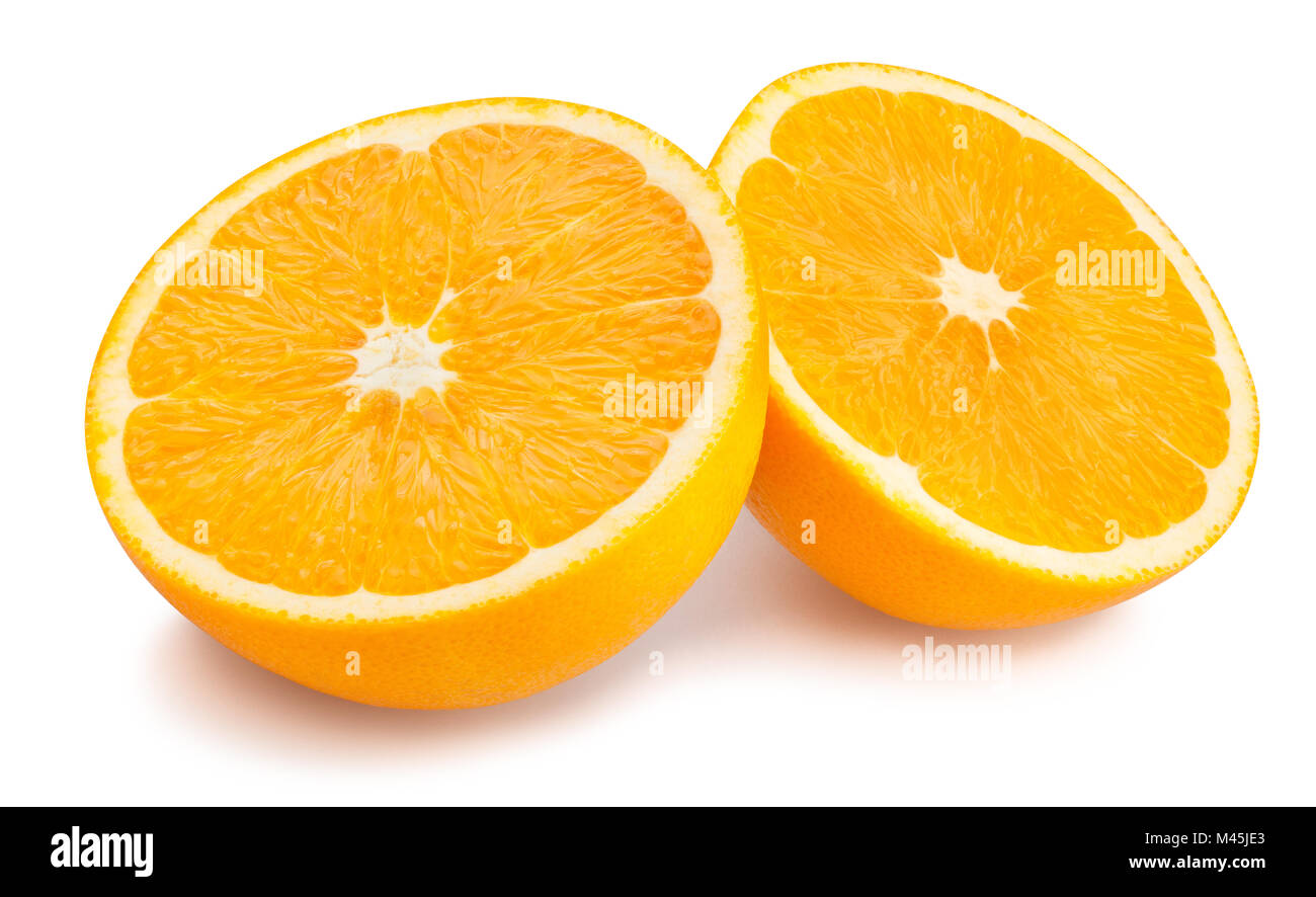 sliced orange fruit path isolated Stock Photo - Alamy