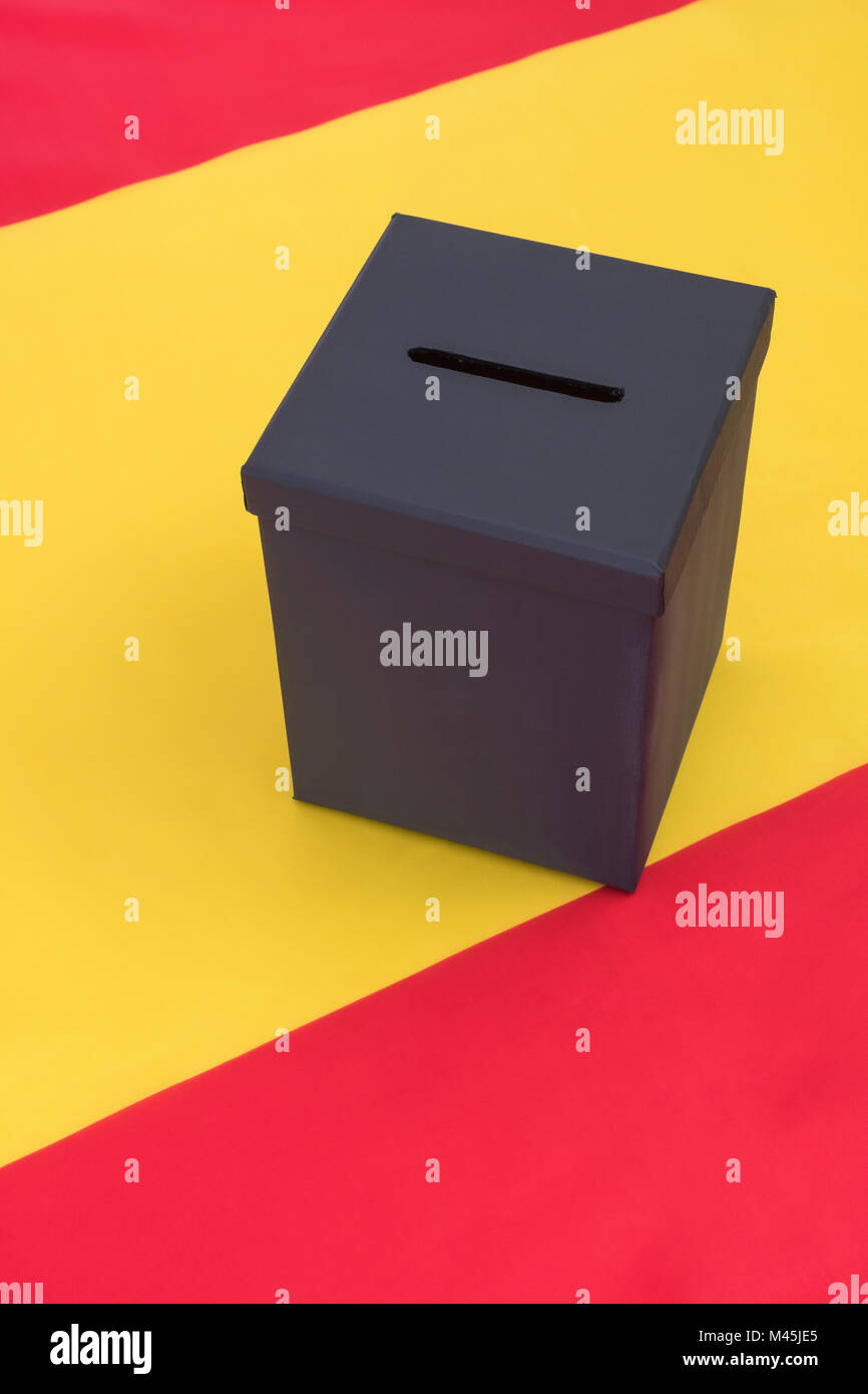 Black ballot box on Spanish flag - as metaphor for Spanish general ...