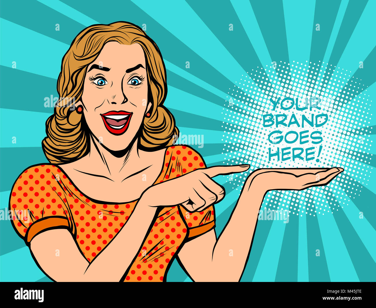 Girl promotional your brand goes here Stock Photo - Alamy