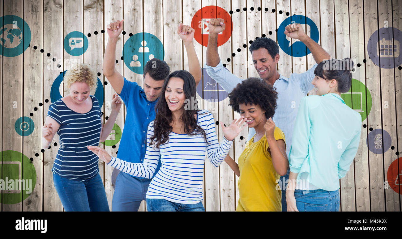 Composite image of creative business team having fun Stock Photo - Alamy