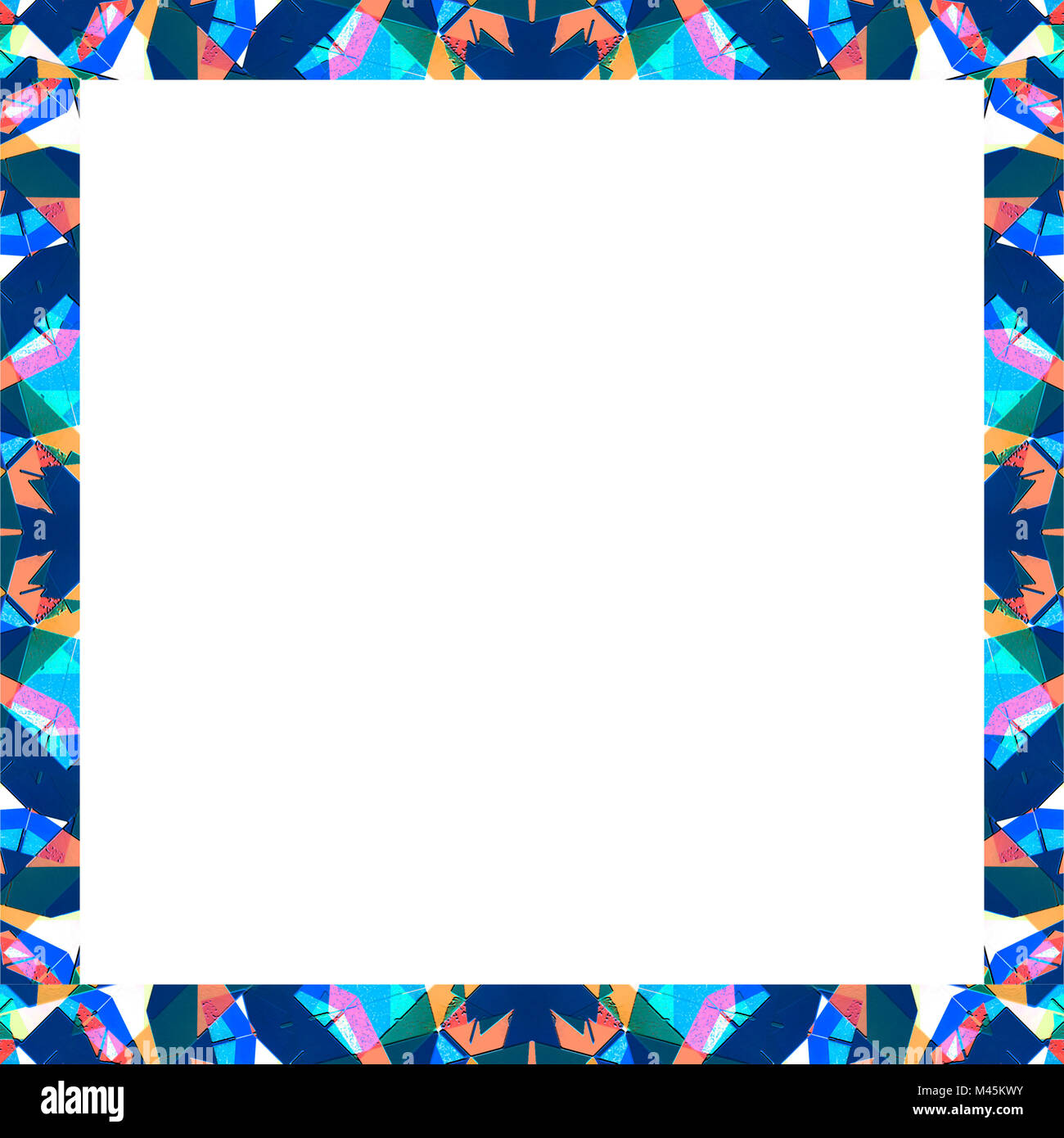 White Frame with Sharp Geometric Multicolor Collage Pattern Borders ...