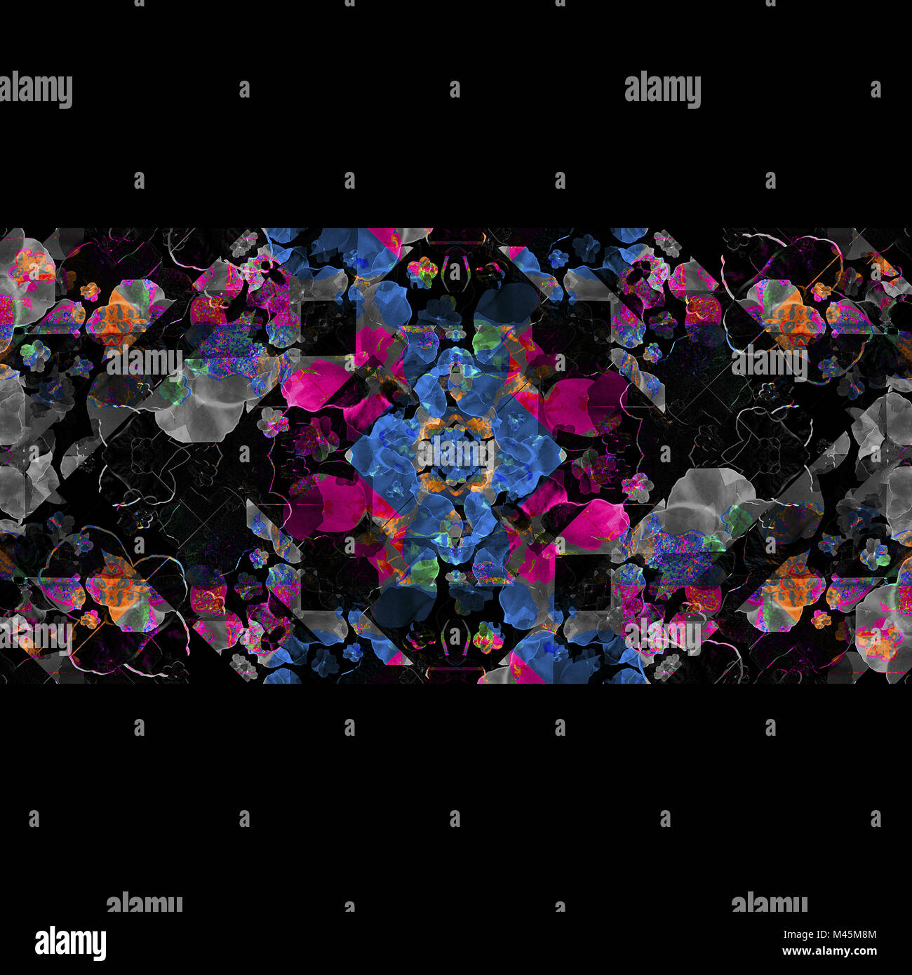 Black Background with Ornate Collage Stripe Pattern Stock Photo - Alamy