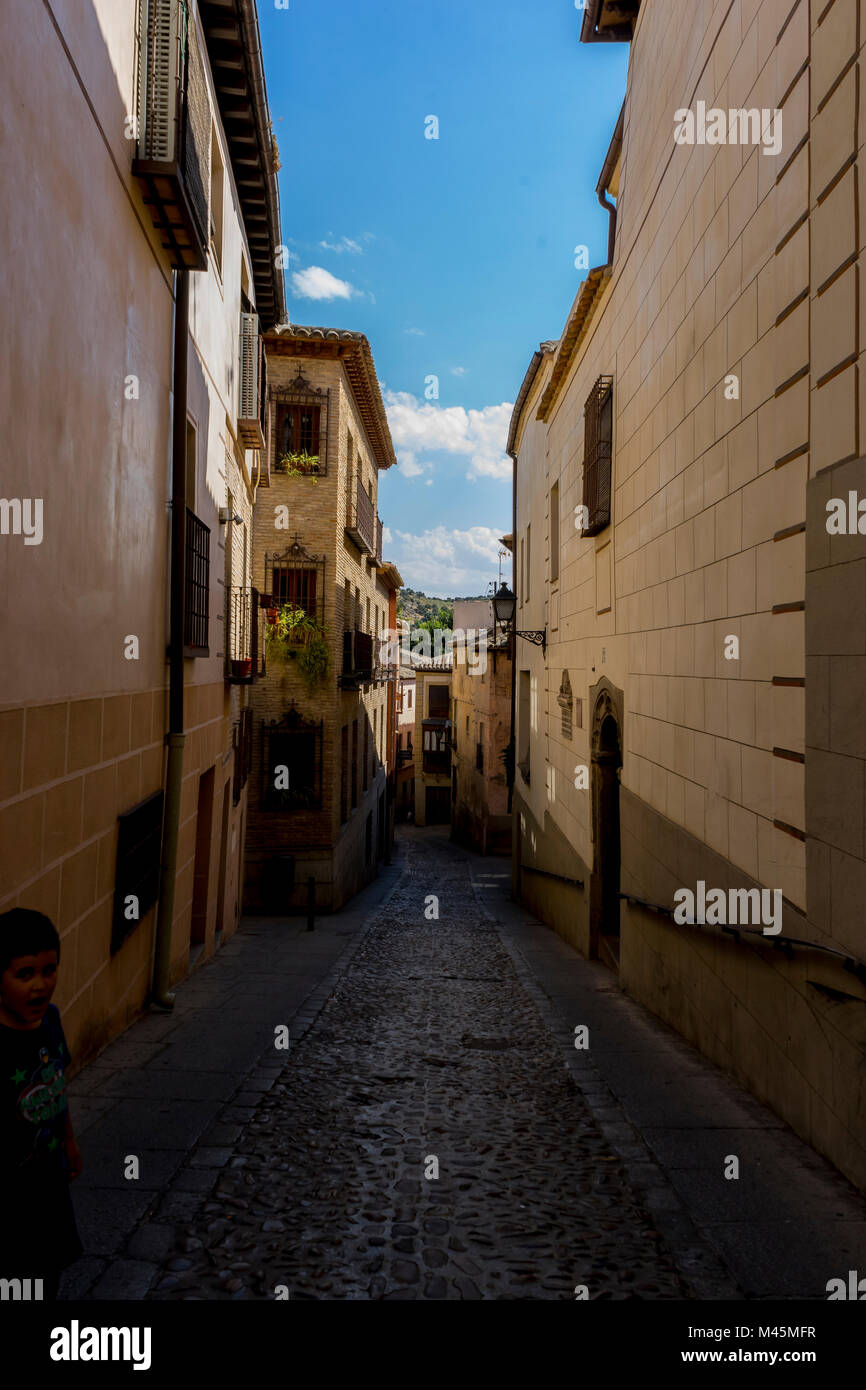Travel, streets of the city Toledo, medieval architecture and Castilian ...