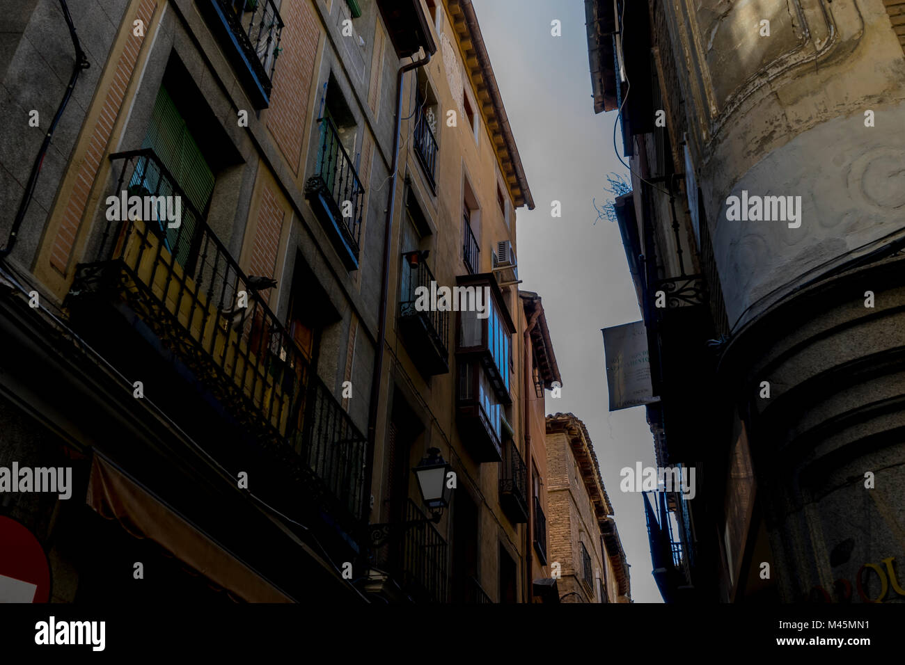 Facade, streets of the city Toledo, medieval architecture and Castilian ...