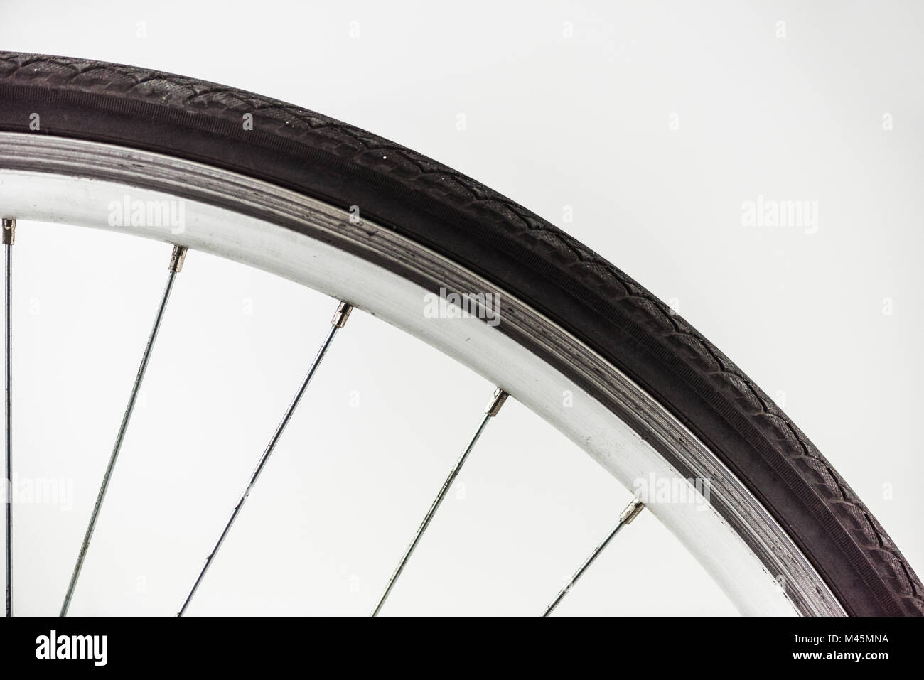 bicycle wheel with rim, tire and spokes isolated on white Stock Photo ...