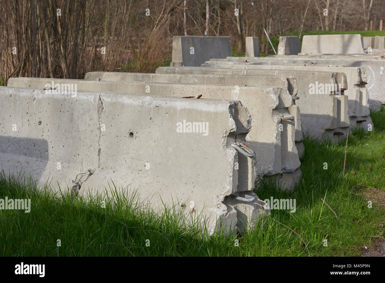 concrete barriers used in highway and building construction Stock Photo ...