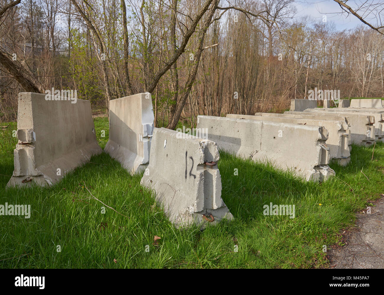 concrete barriers used in highway and building construction Stock Photo ...