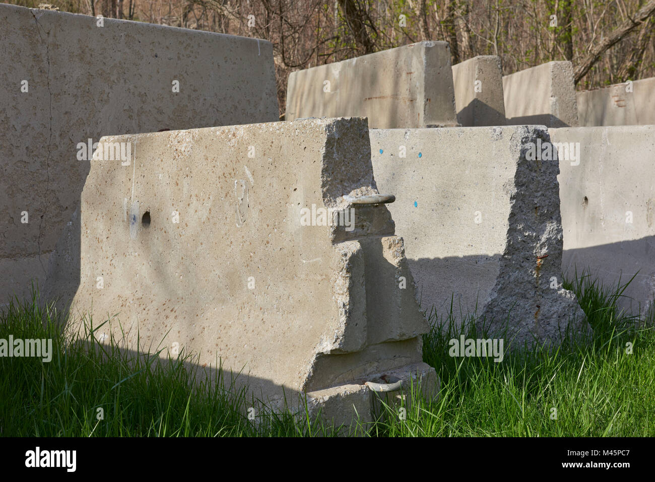 concrete barriers used in highway and building construction Stock Photo ...