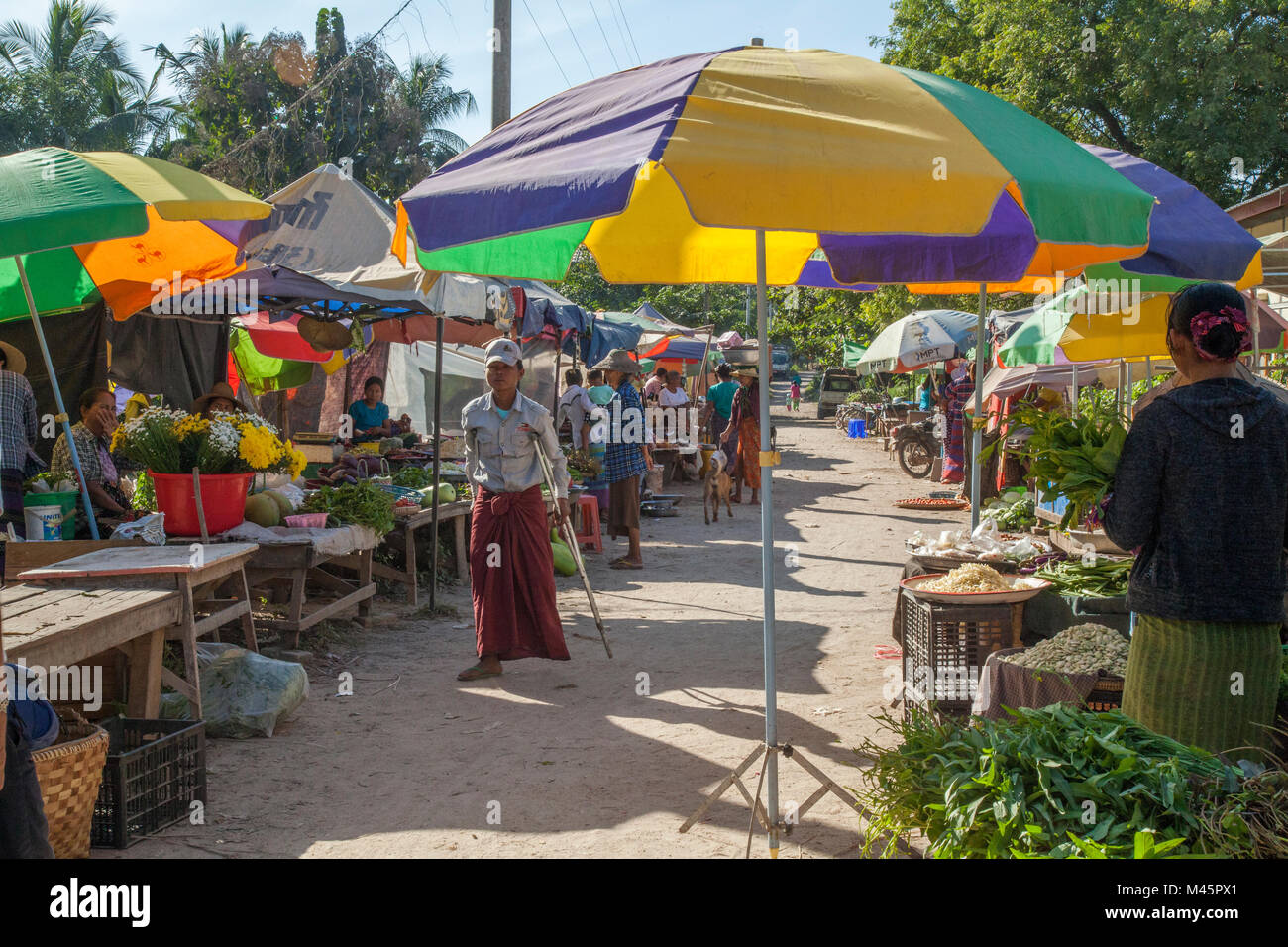 farmers market with local crops in Myanmar Stock Photo - Alamy