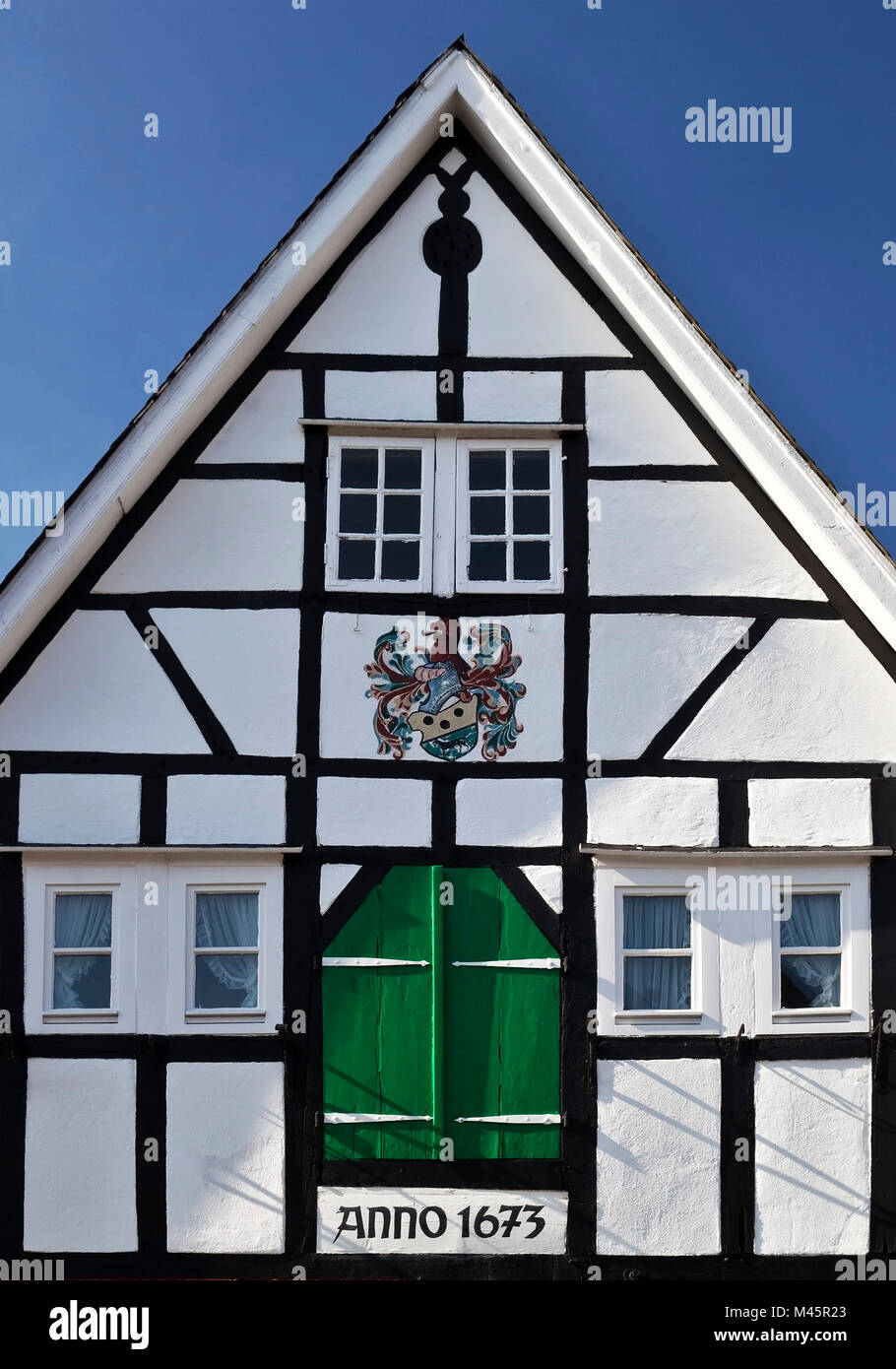 Gable,traditional half-timbered house in Burg,Solingen,Bergisches Land ...