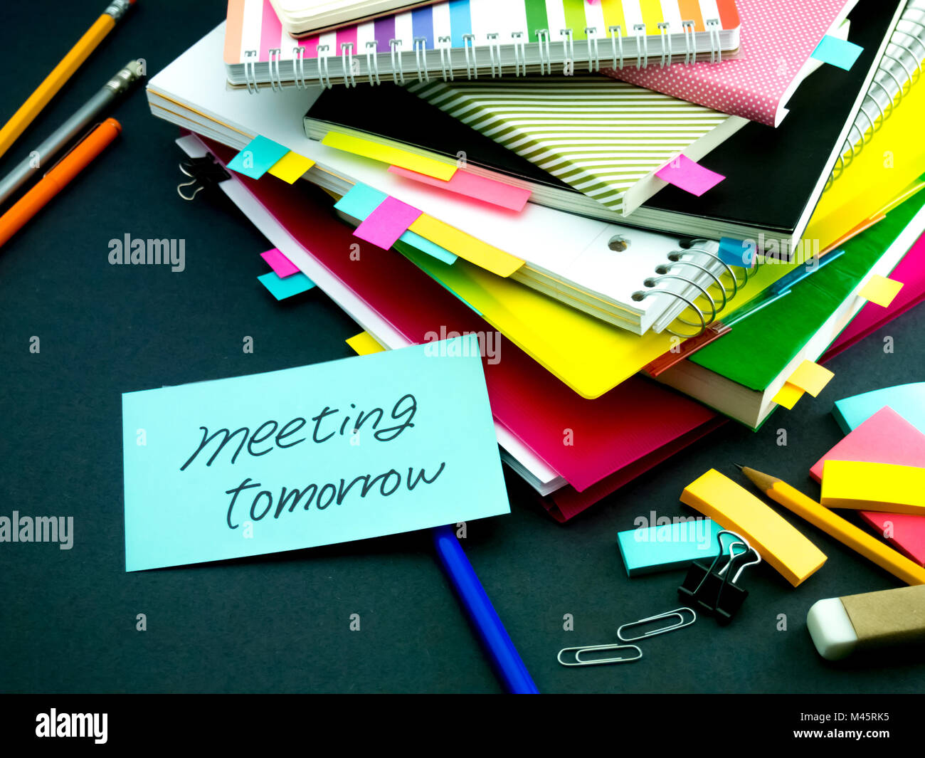 Somebody Left the Message on Your Working Desk; Meeting Tomorrow Stock ...
