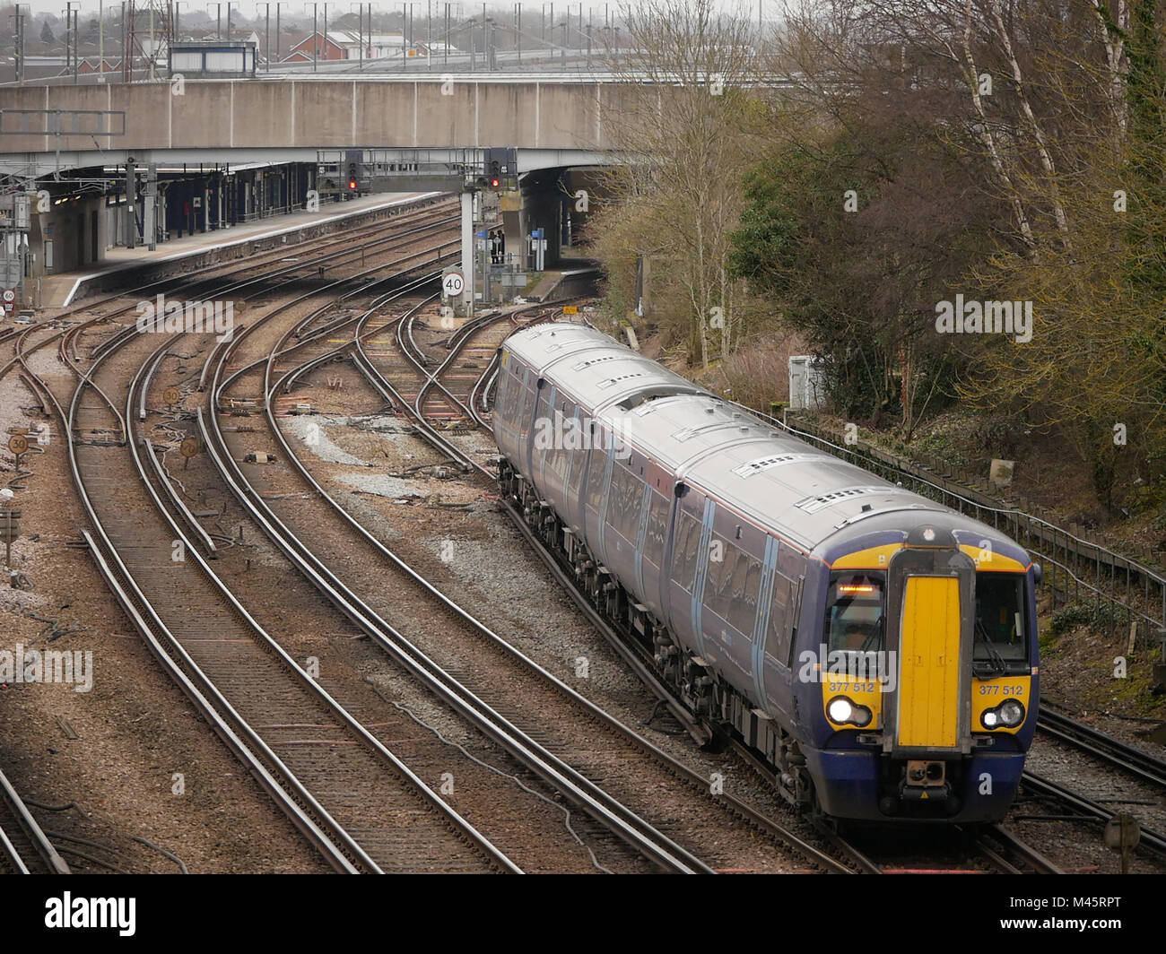 Commuter train in Ashford International Train Station, Kent, UK Stock ...