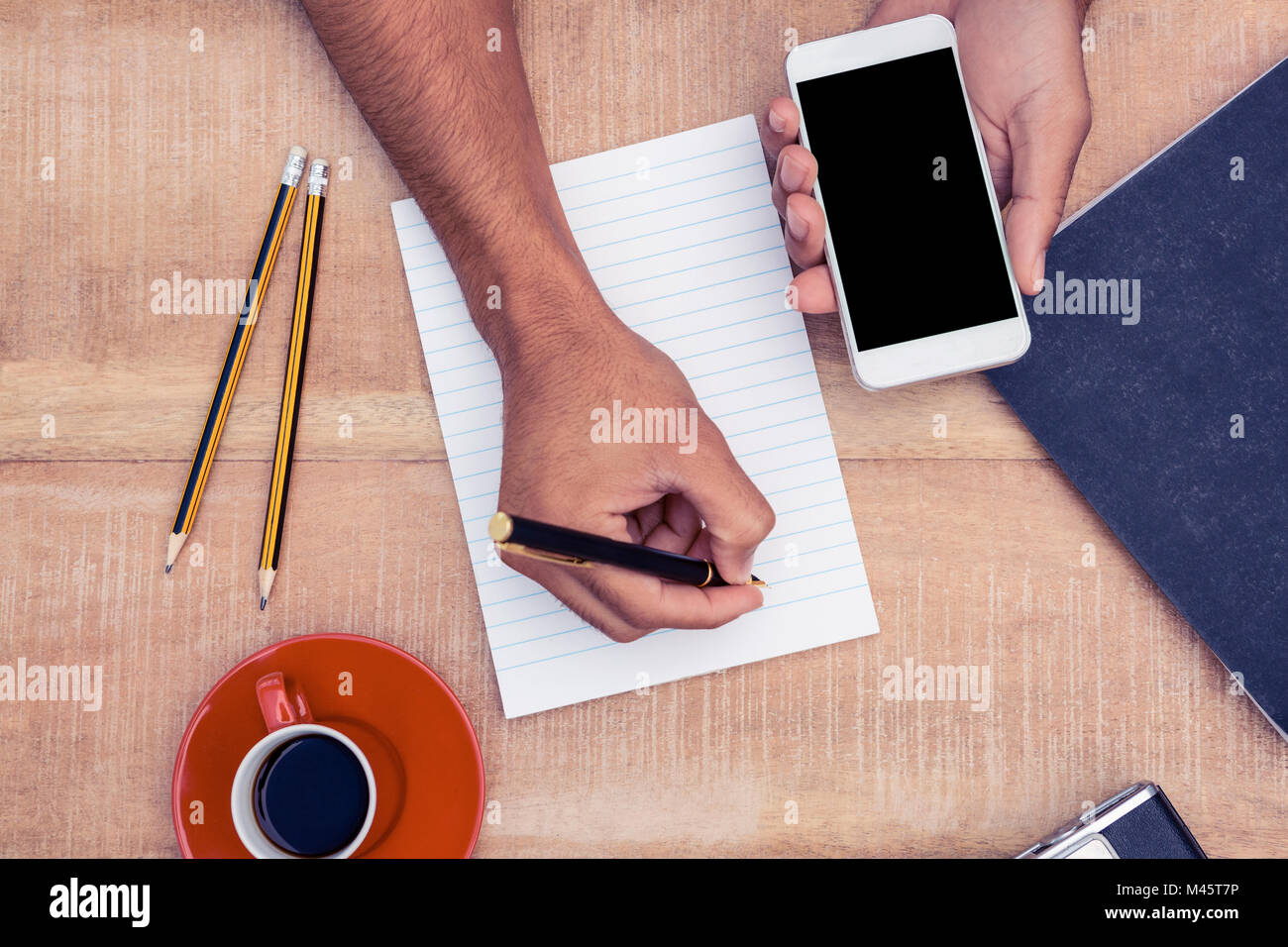Overhead view businessman hand hi-res stock photography and images - Alamy