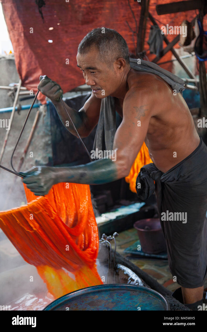 Men working in fabric factory in Mandalay Myanmar Stock Photo - Alamy