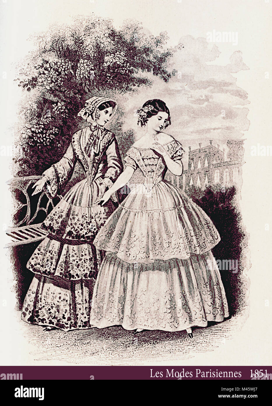 1851 vintage fashion, French magazine Les Modes Parisiennes presents ...