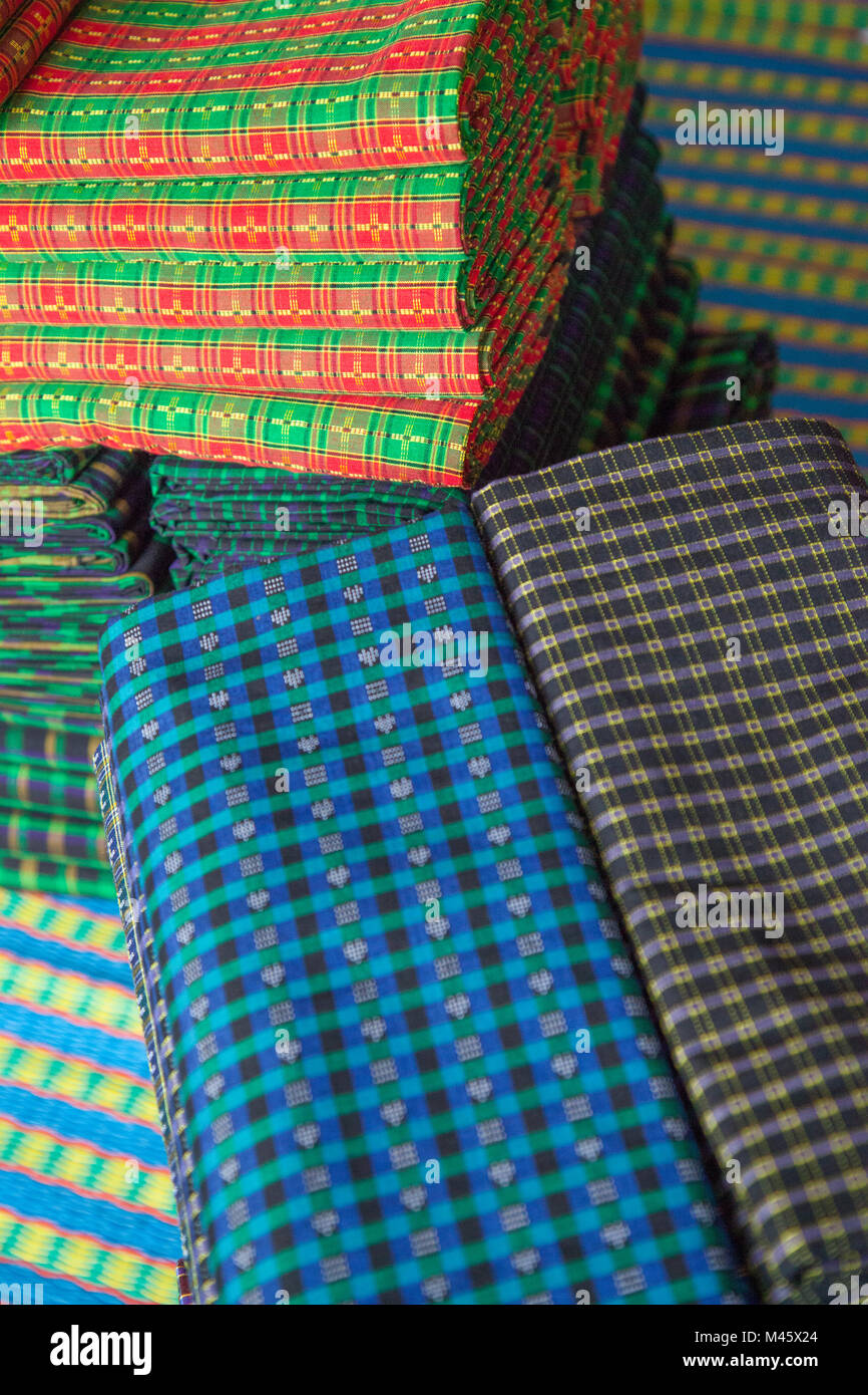 Threads in fabric factory shop in Mandalay Myanmar Stock Photo - Alamy