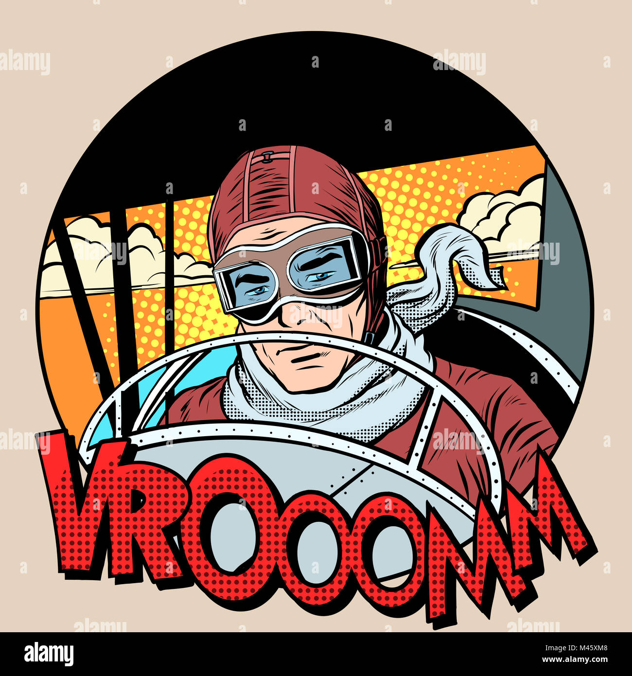 Retro Aviator man on the plane Stock Photo - Alamy