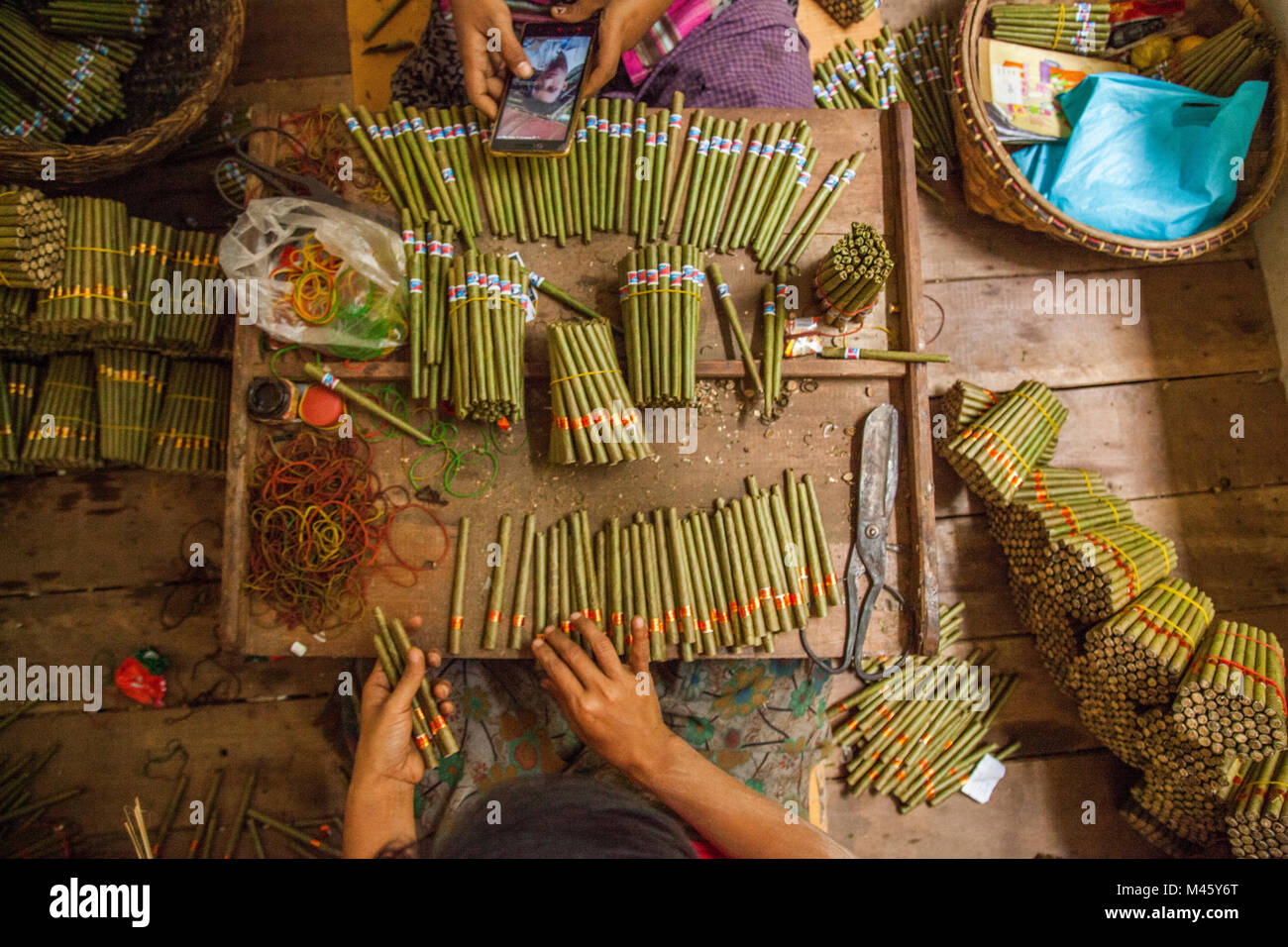 Cigar factory in Myanmar Stock Photo - Alamy