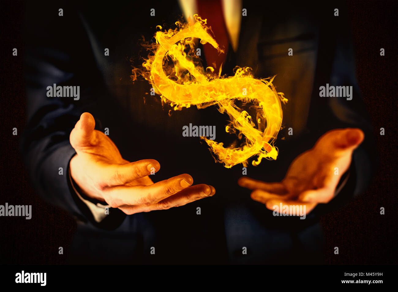 Composite image of midsection of businessman with arms out Stock Photo ...