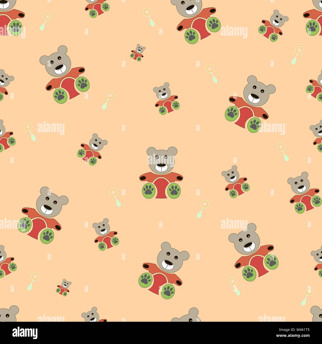teddy bear seamless pattern. bear doll seamless pattern Stock Vector ...