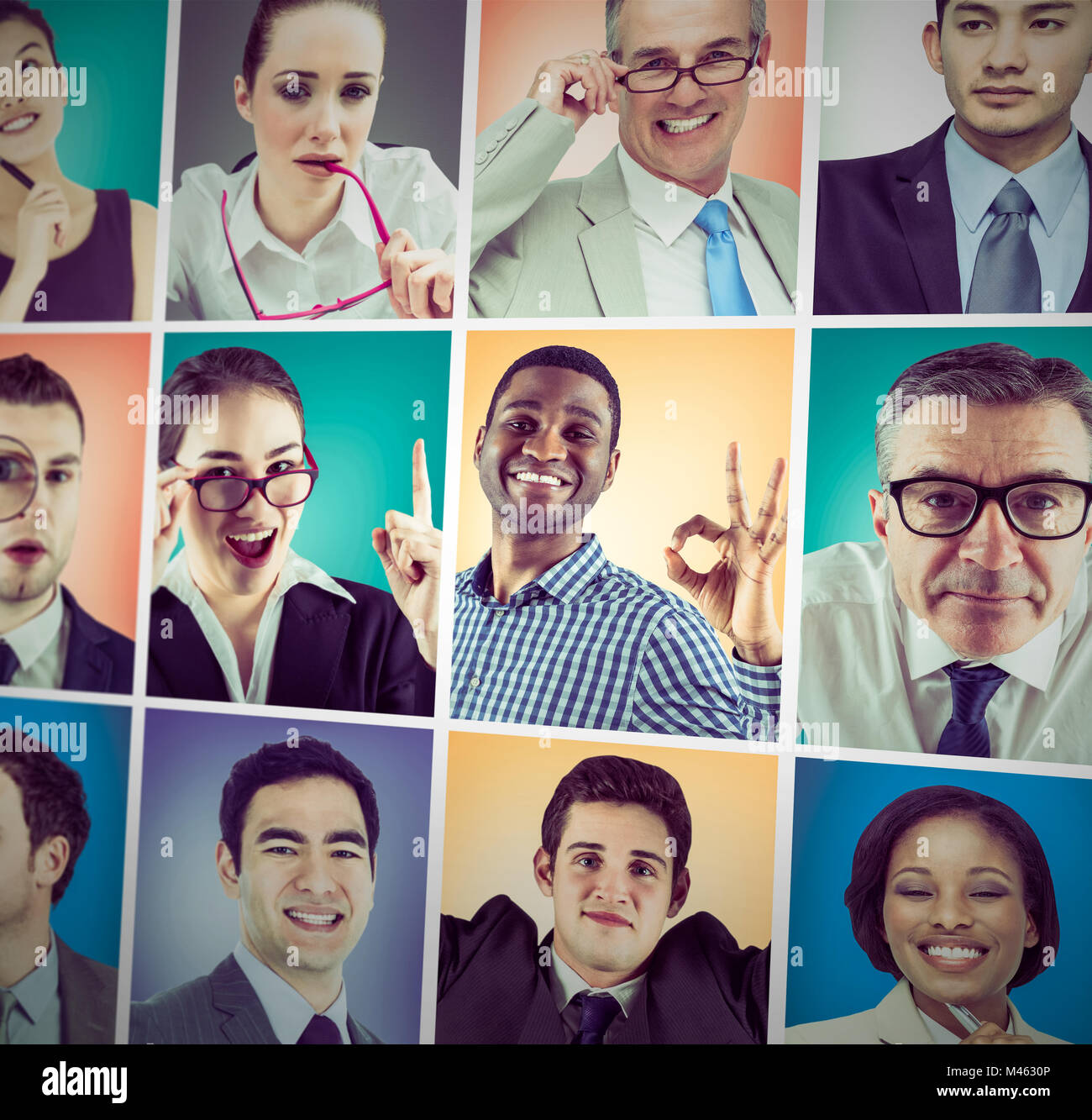 Composite image of thinking businesswoman Stock Photo - Alamy