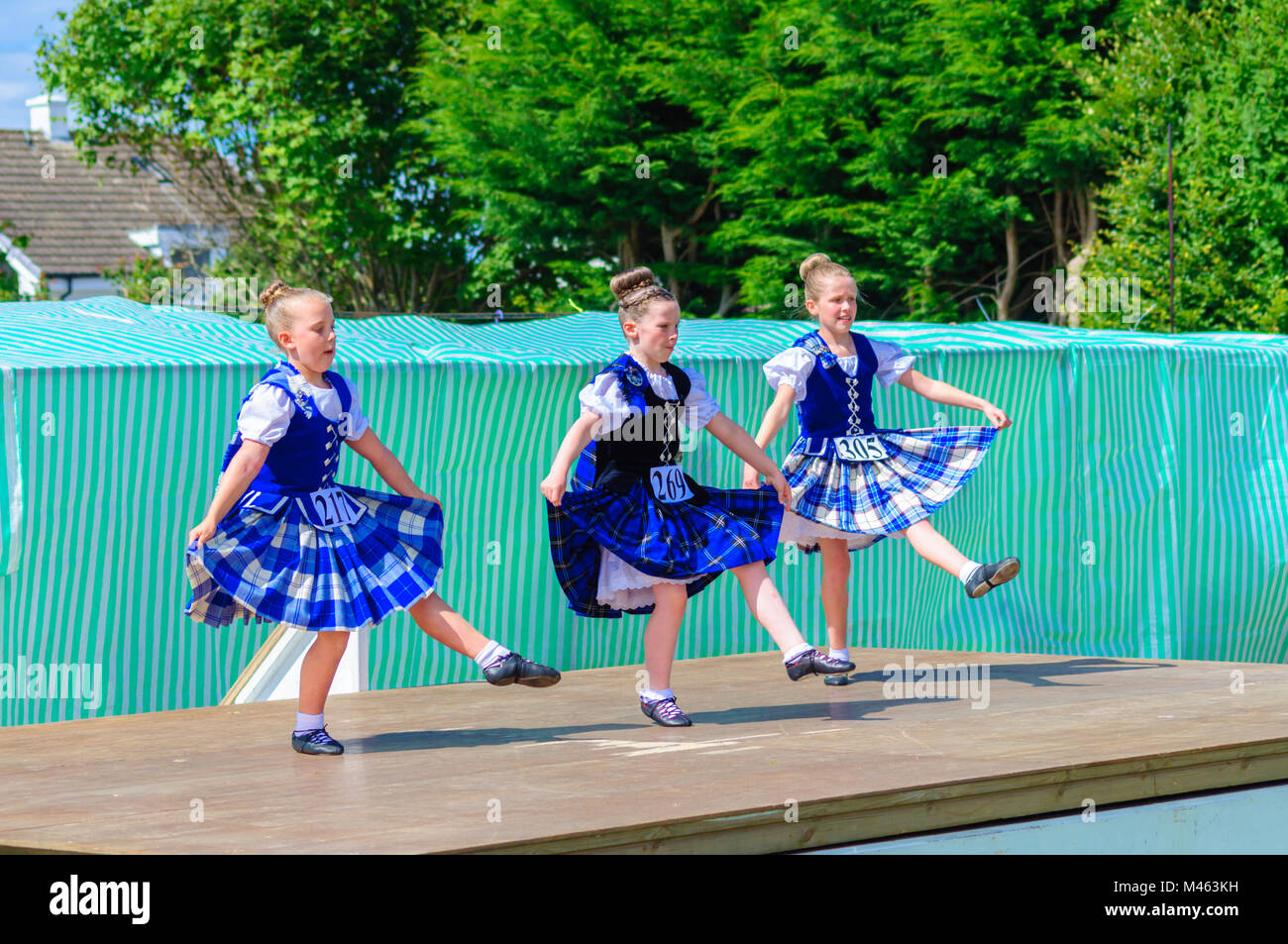 Young female dancers competing in the Highland Dancing at the Dundonald ...