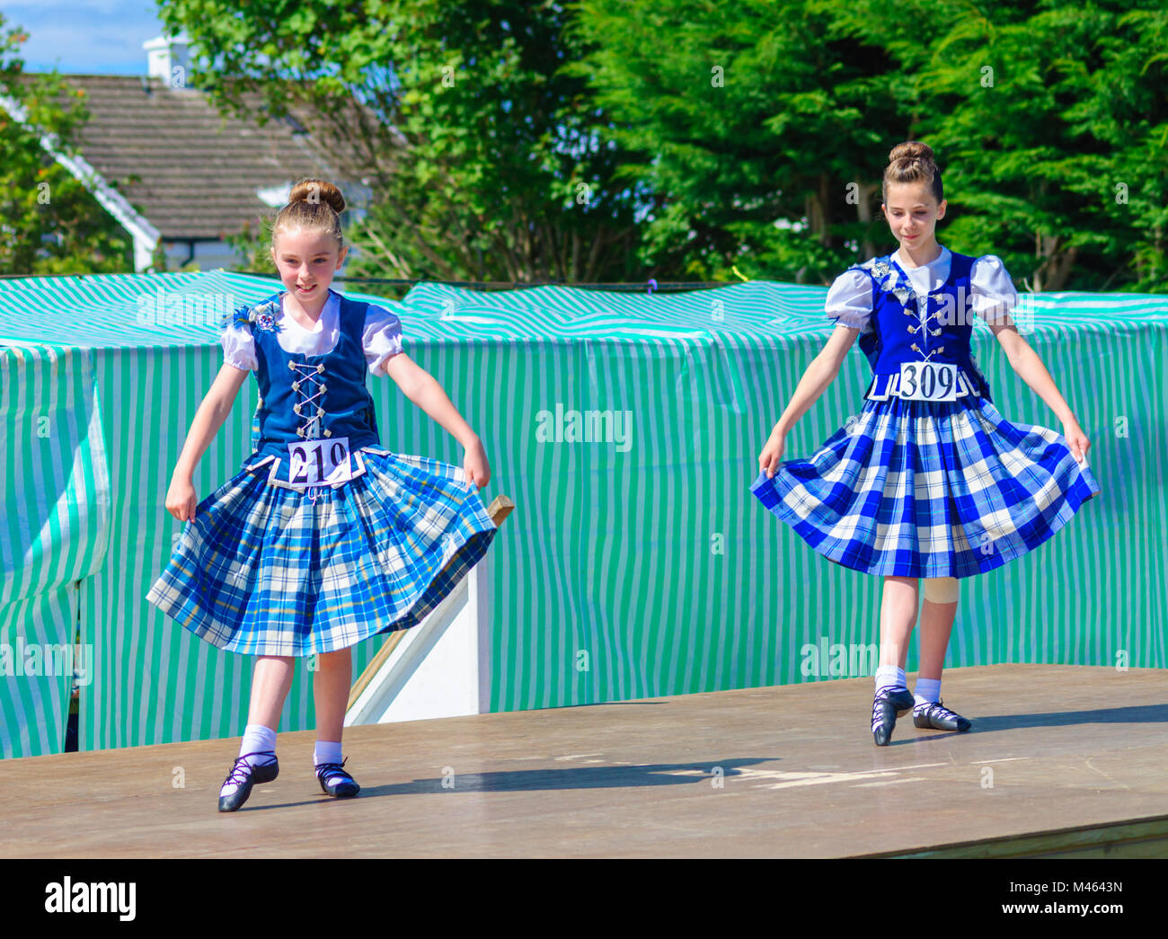 Young female dancers competing in the Highland Dancing at the Dundonald ...