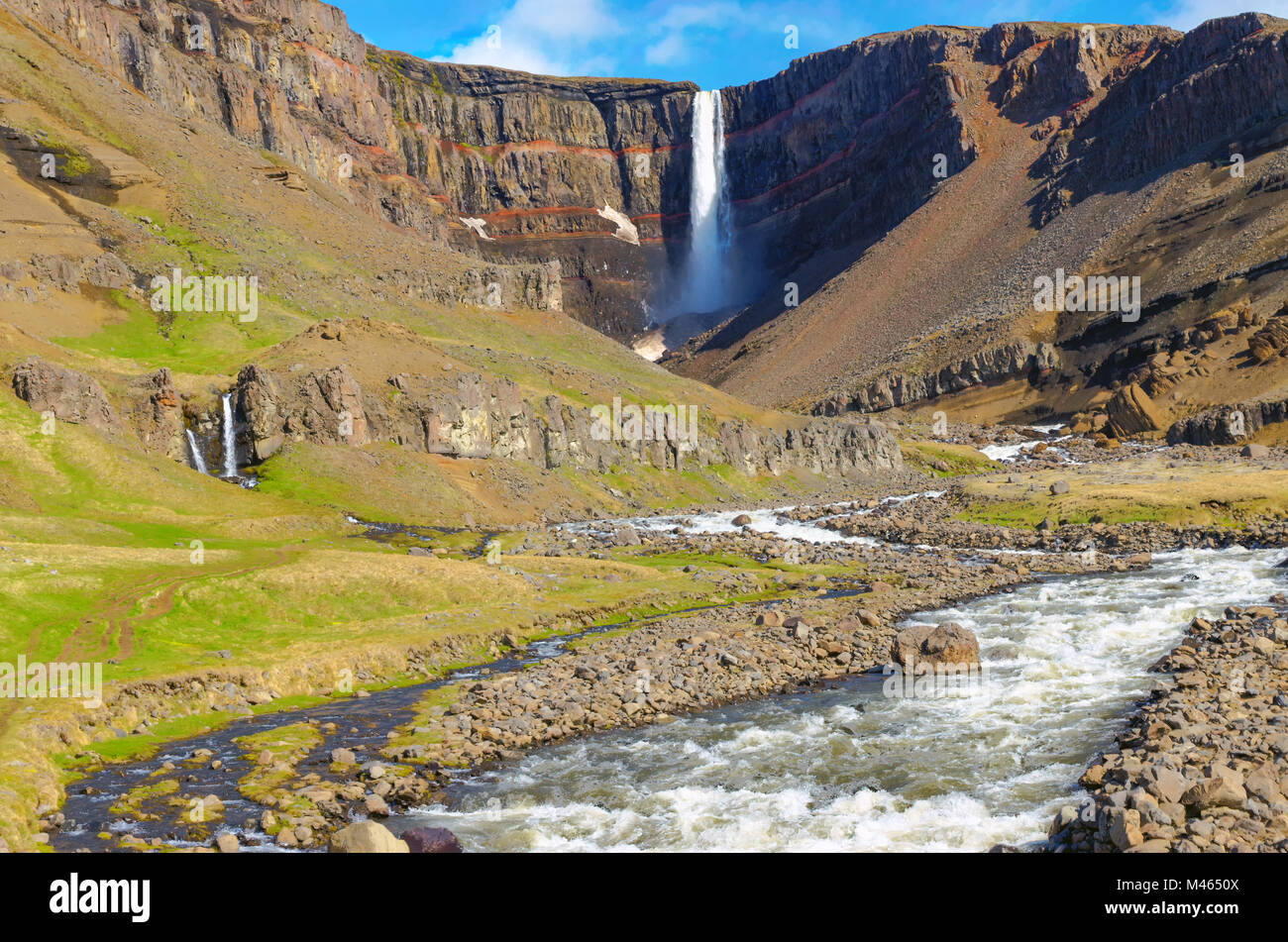 The Hengifoss waterfall in Iceland in the distance Stock Photo - Alamy