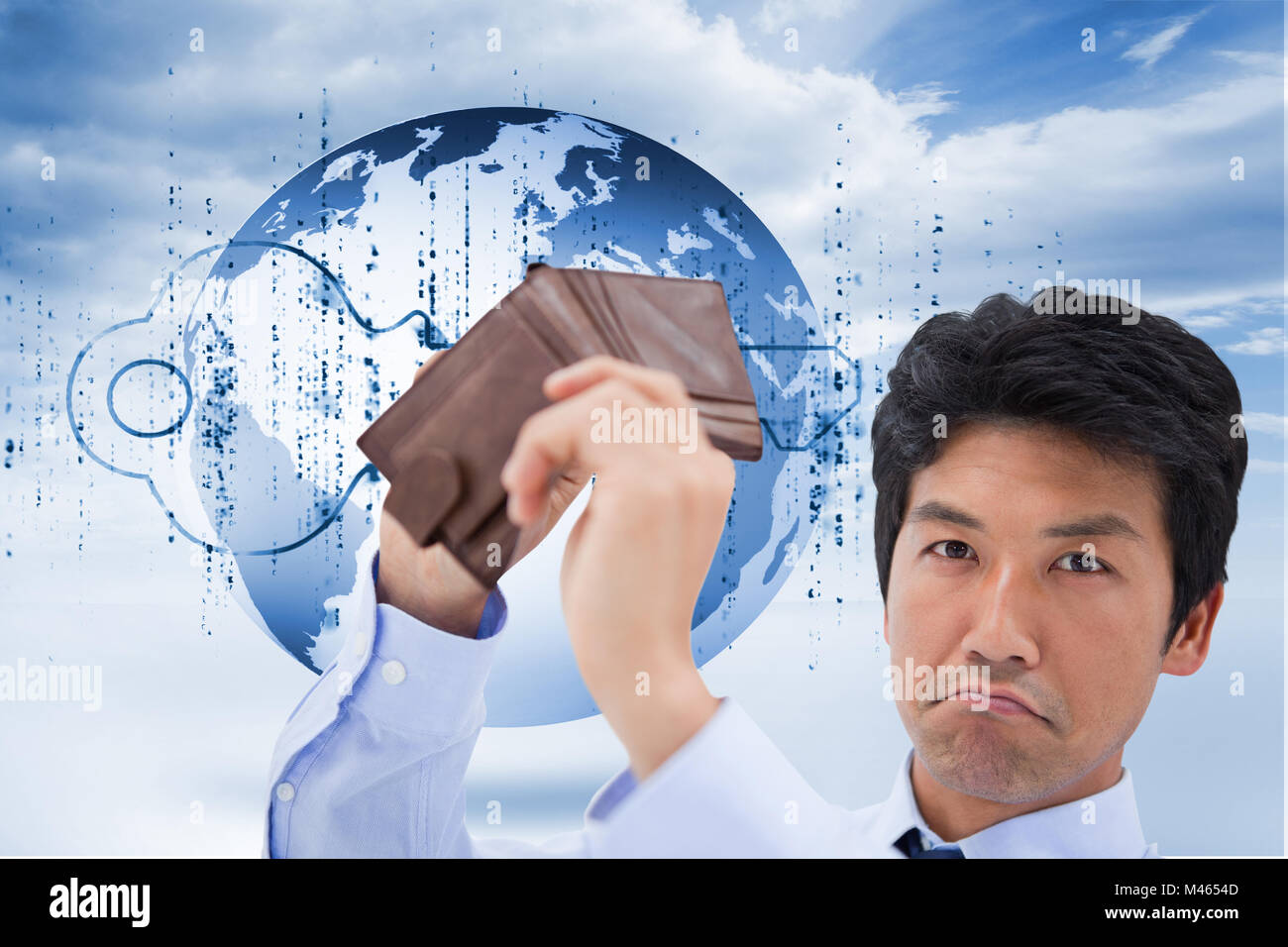 Composite image of businessman showing his empty wallet Stock Photo - Alamy